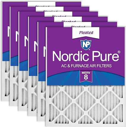 Nordic Pure 16x16x1M8-6 MERV 8 Pleated AC Furnace Air Filter, 16x16x1 ...