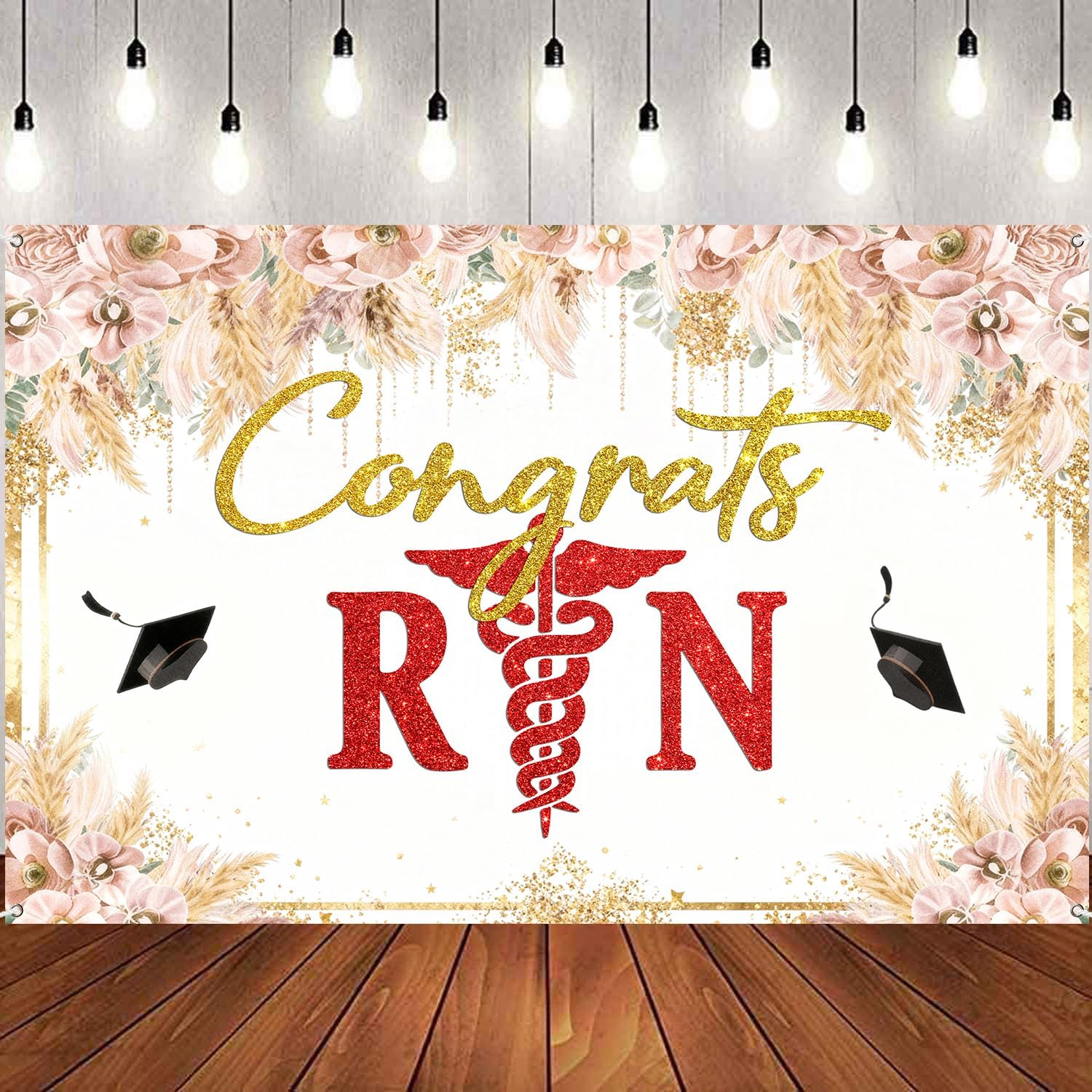Amazon.com : Congrats RN Backdrop Banner, Nurse Graduation Photography ...
