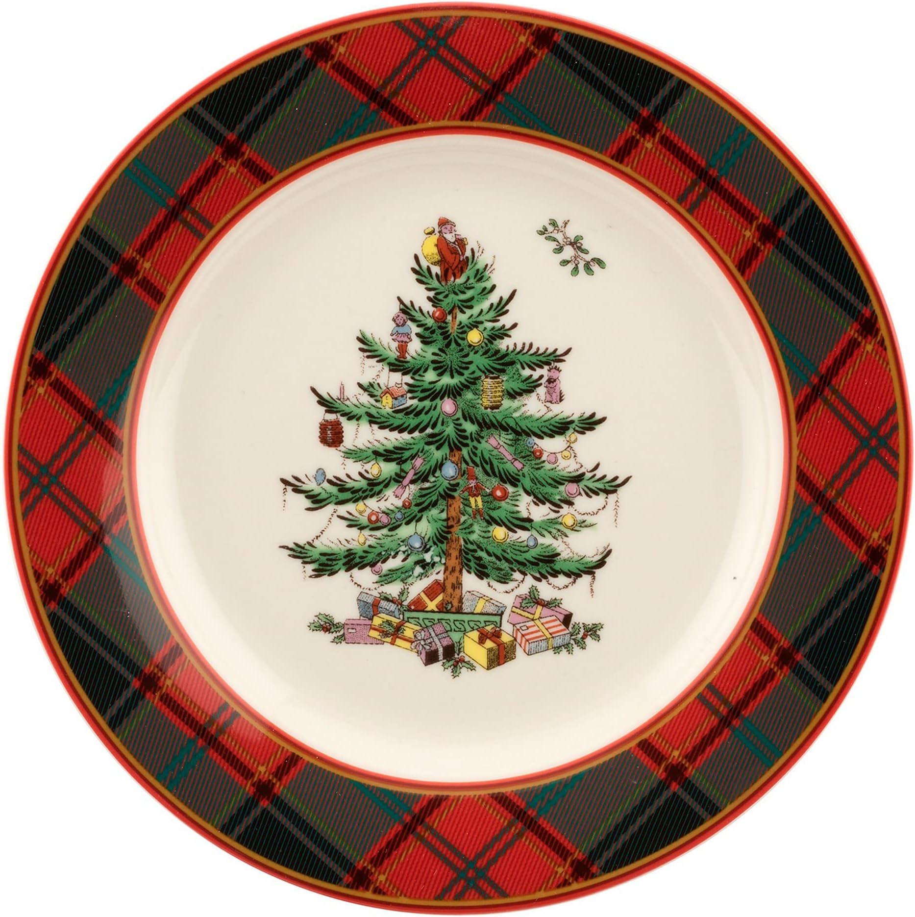 Amazon.com | Green Sky Four Threshold Appetizer Plates with Christmas ...