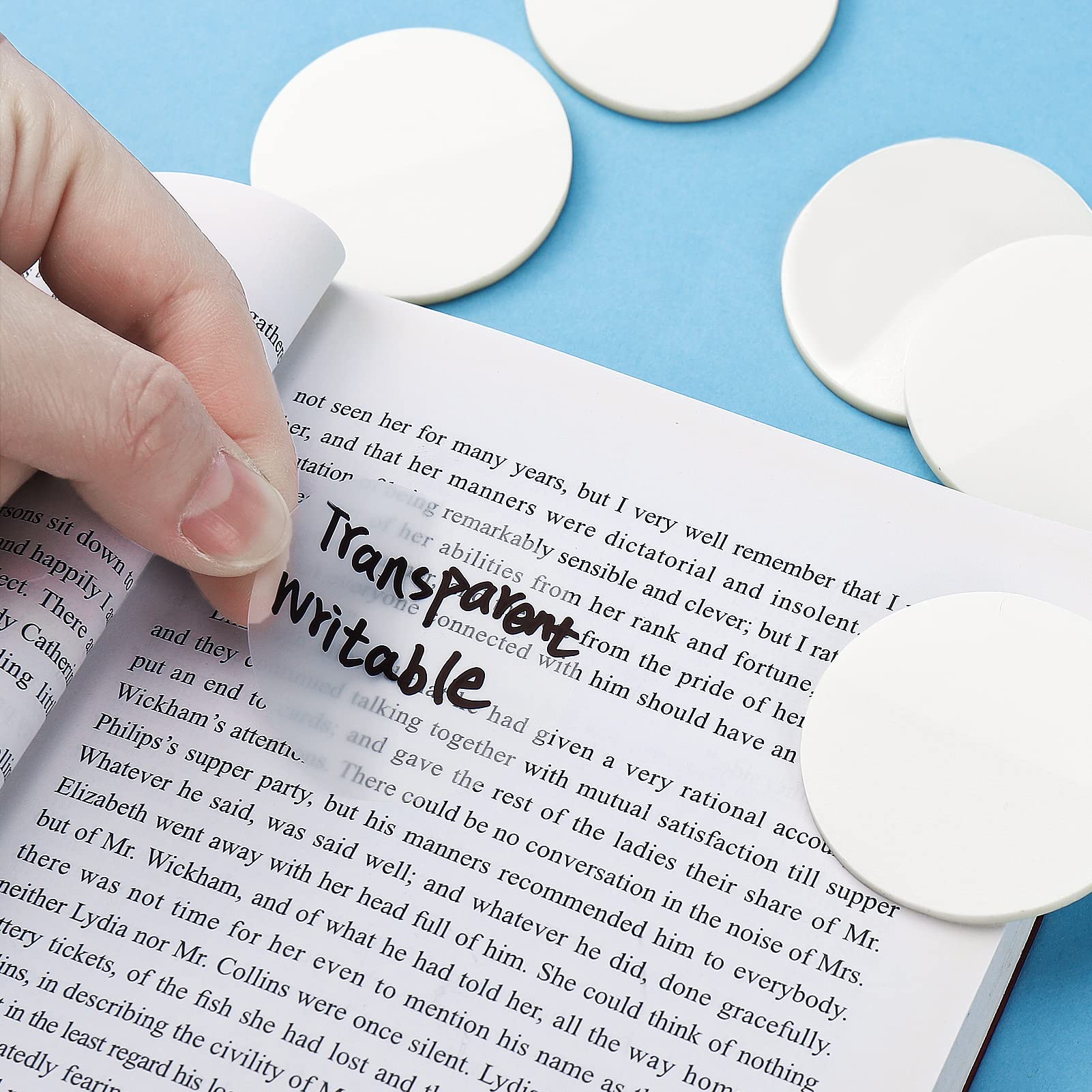 Snapklik.com : Transparent Sticky Notes, 300Pcs White Cute Round Clear ...