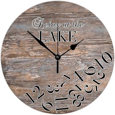 Amazon.com: Round Farmhouse Wall Clock - 13 Inch – Decorative Wood ...