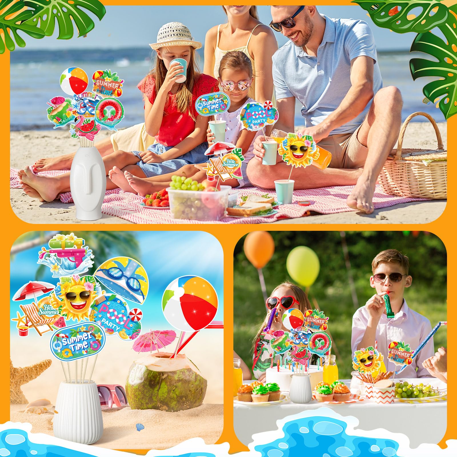 Snapklik.com : 36 Pcs Summer Pool Party Centerpiece Sticks Pool Theme ...
