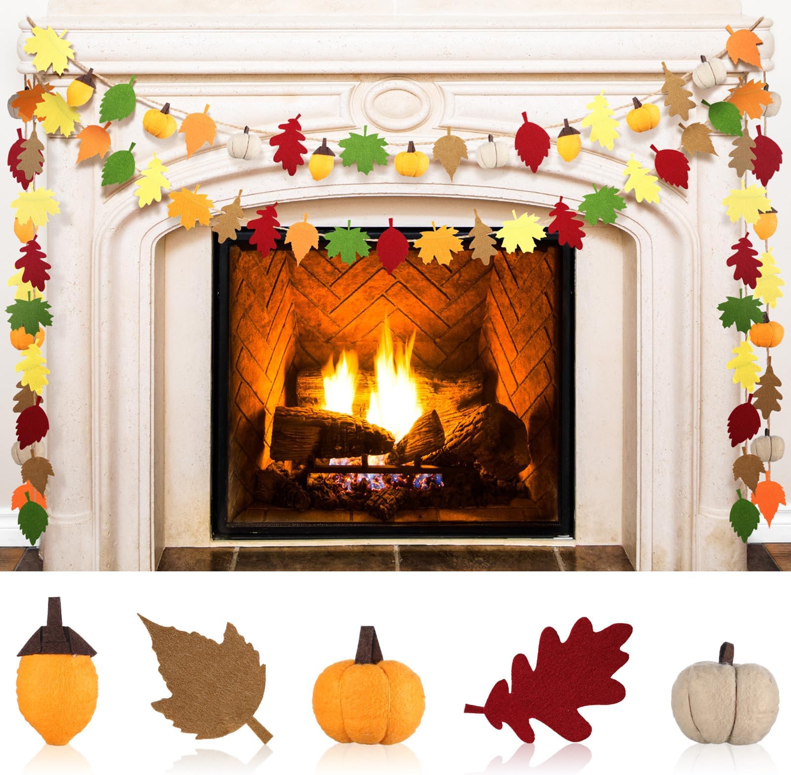 Amazon.com: Agkvw Felt Fall Leaf Garland - Double Layers Felt Leaves ...