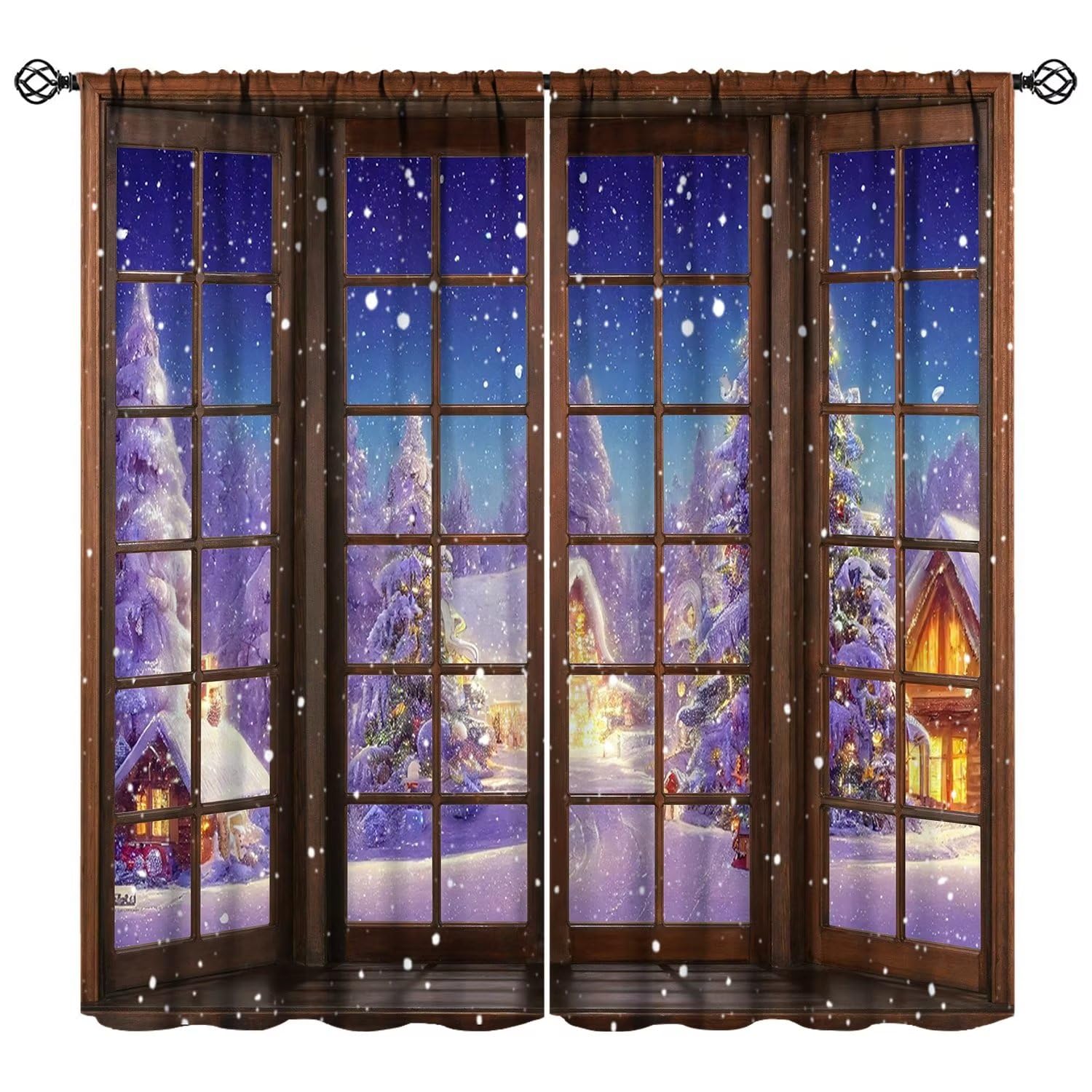 Amazon.com: JESTRONRY Winter Christmas Curtains, Winter House Christmas ...