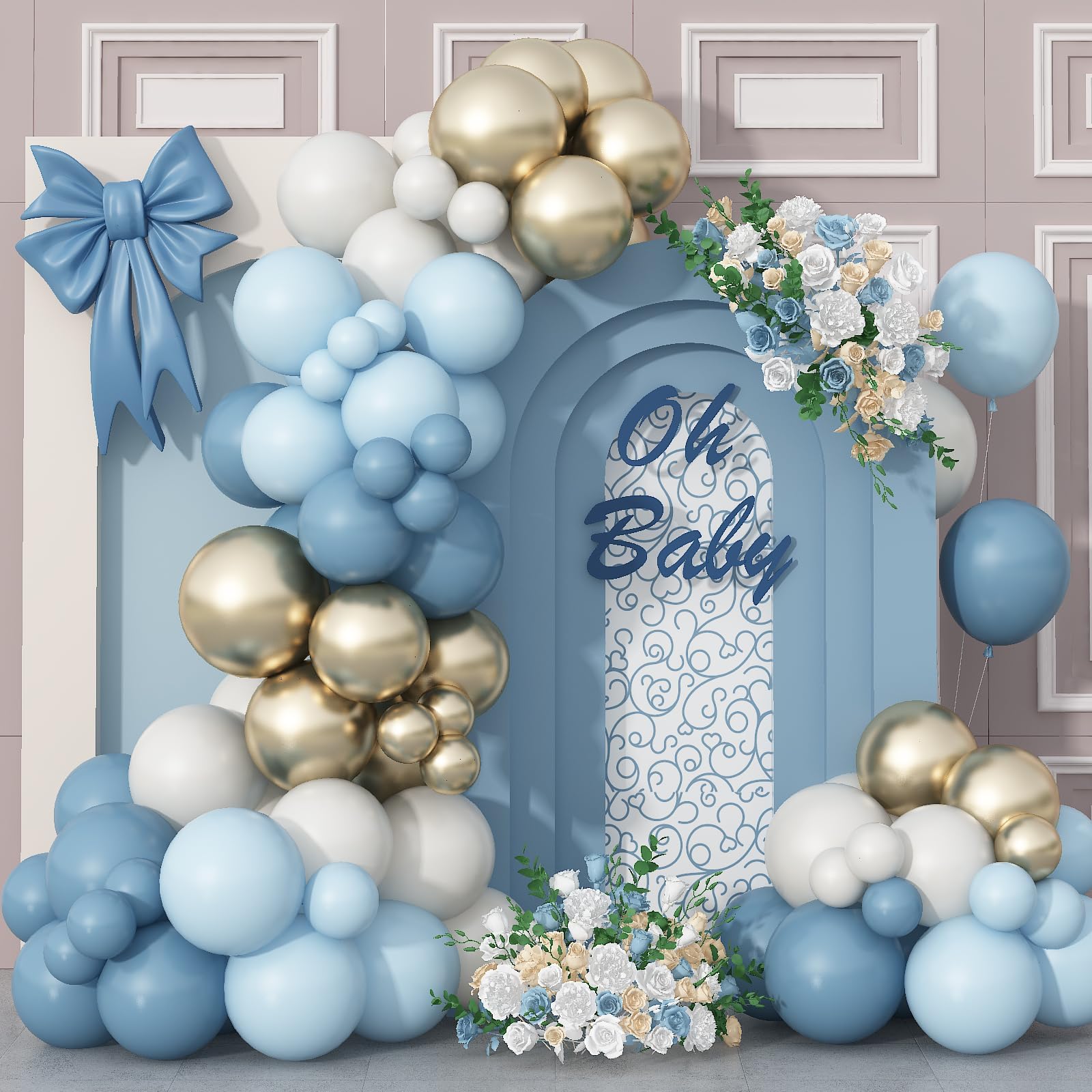 Amazon.com: Dusty Blue Balloons Garland, 12 Inch Haze Blue Baby Blue ...