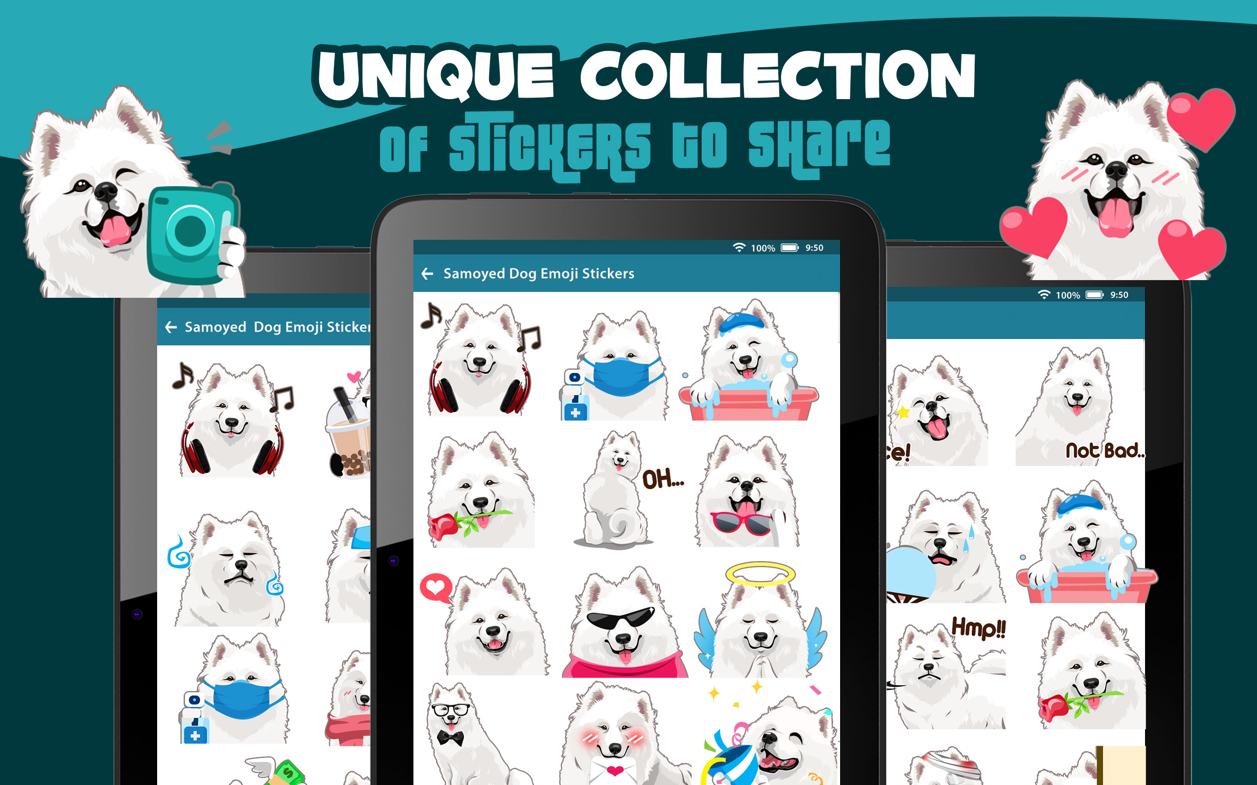 Samoyed Dog Sticker Emojis - Gif Animated Keyboard App - App on Amazon ...
