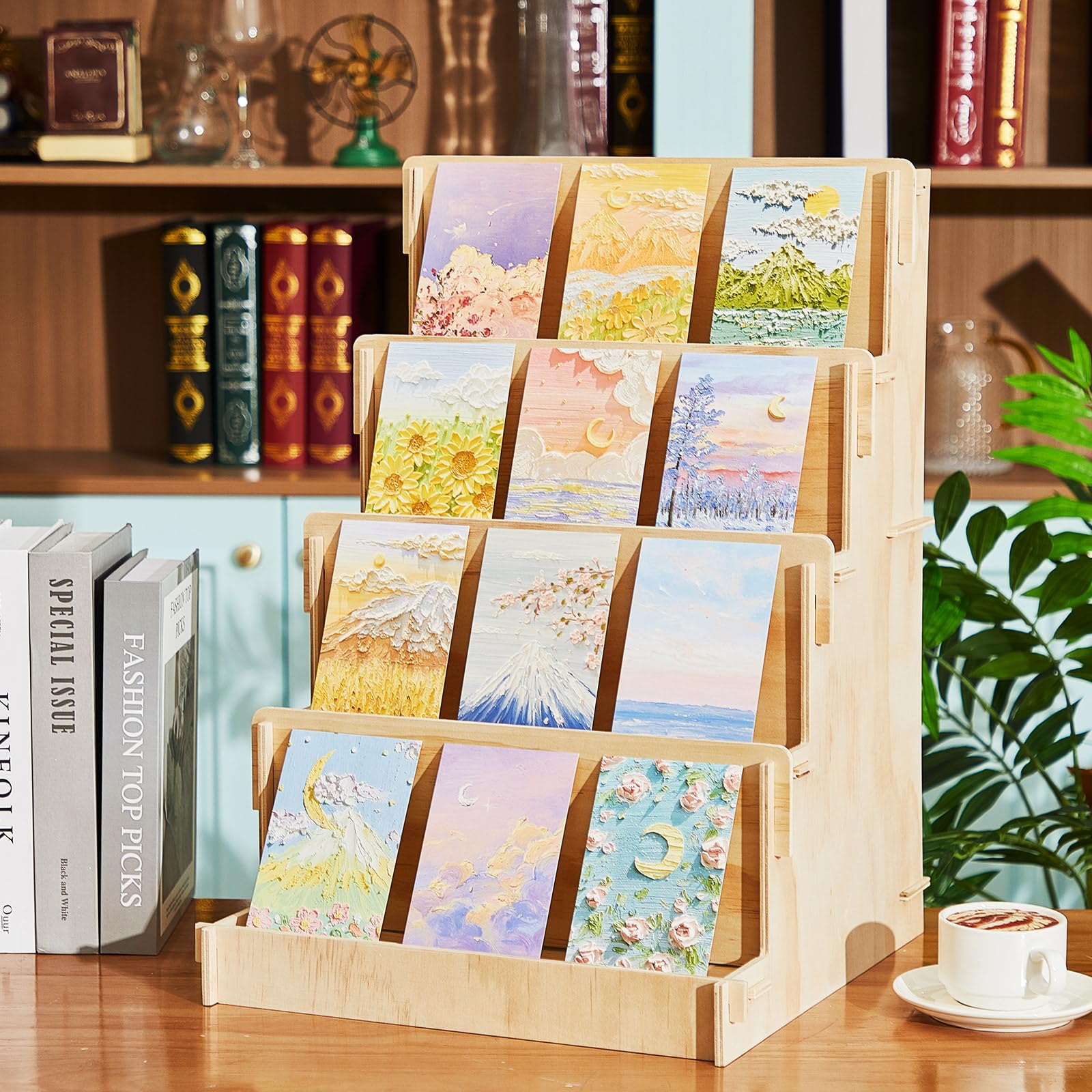 Snapklik.com : Barydat Wooden Card Display Stand Stationary Organizer ...