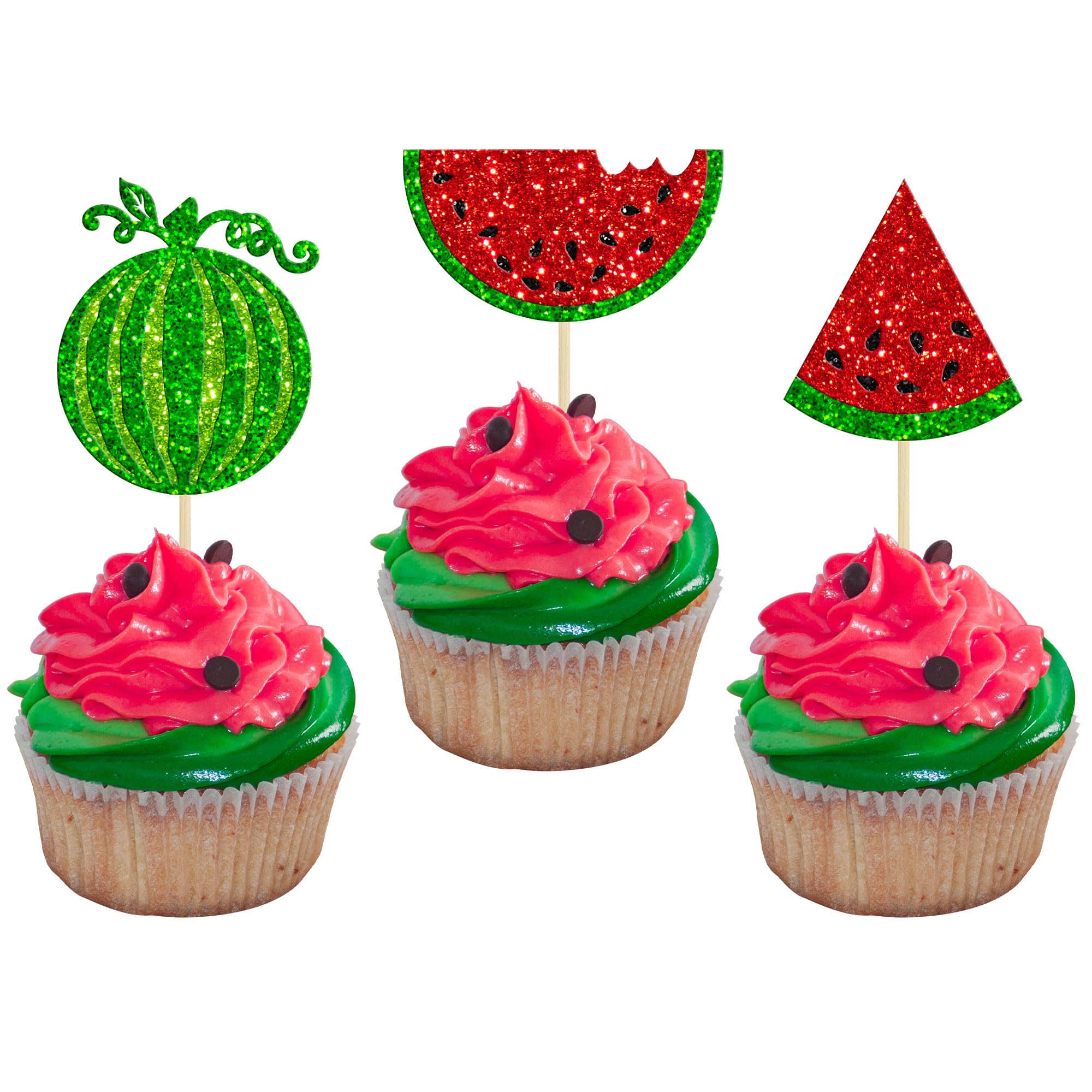 Amazon.com: 24Pcs Watermelon Cupcake Toppers One in a Melon Cupcake ...