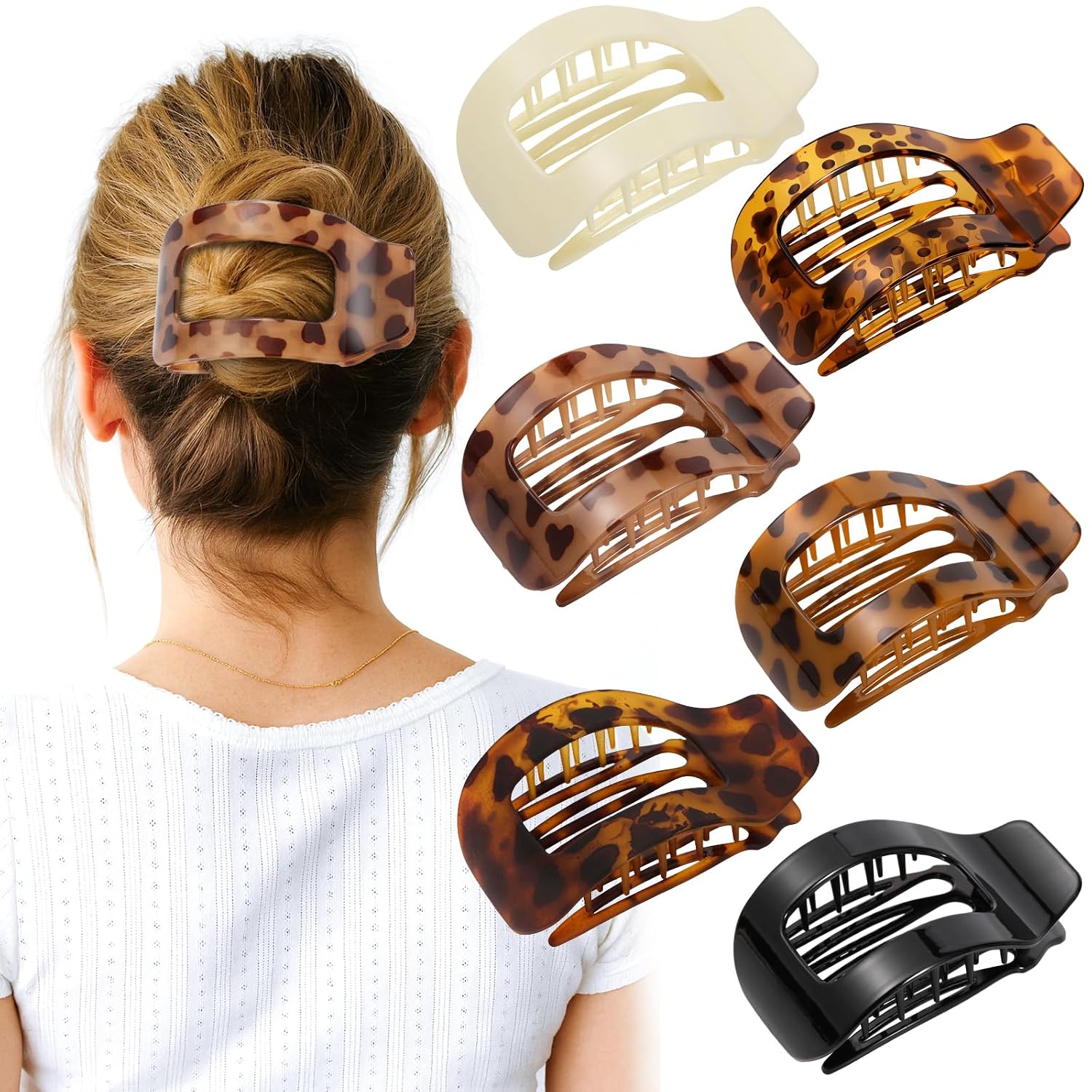 Amazon.com : 6 PCS Flat Hair Clips for Women, Large French Flat Claw ...