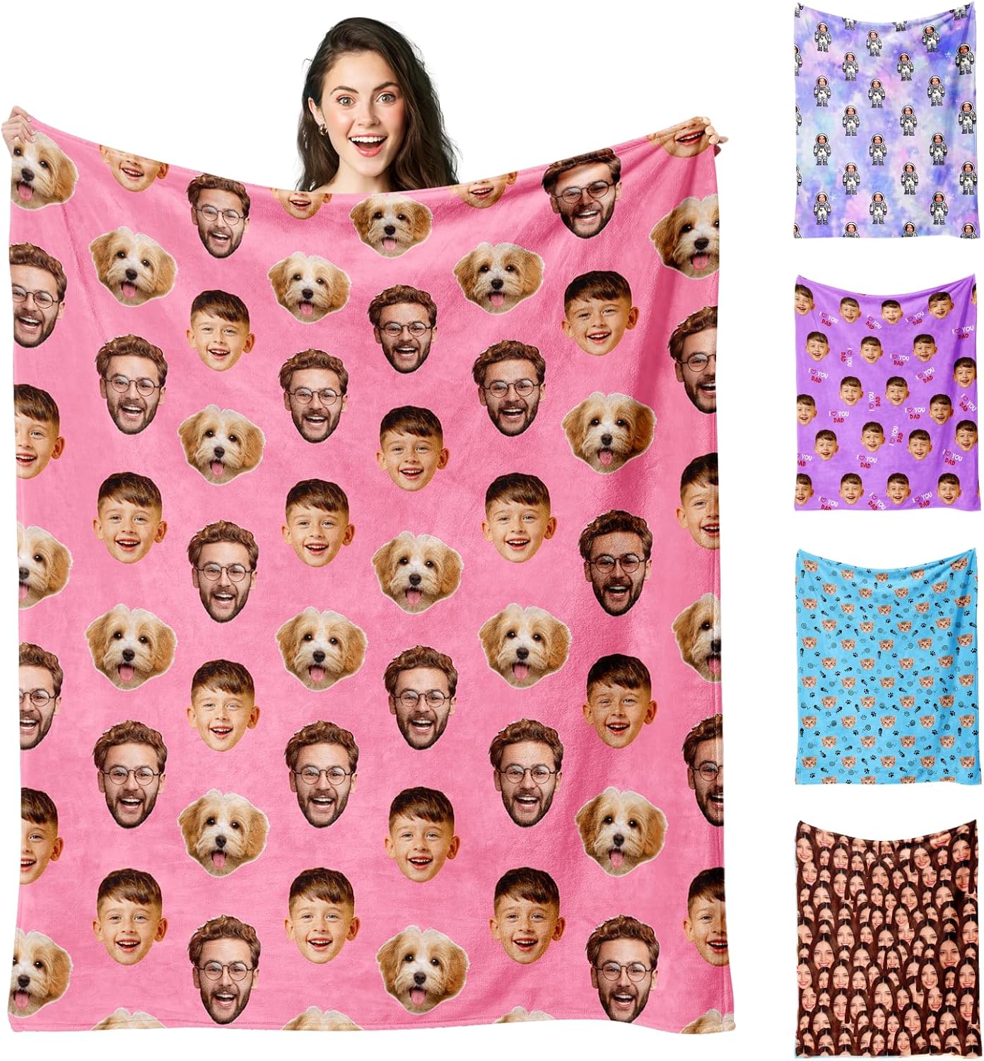 Amazon.com: Custom Face Throw Blanket, Personalized Soft Flannel Fleece ...