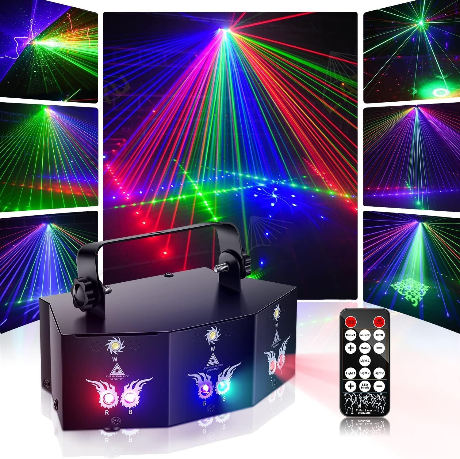 DJ Disco Stage Party Lights, Sound Activated Laser Light RGB Flash ...
