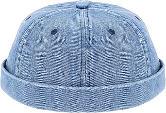 Brimless Dome Hat for Men Women, Vintage Docker Hat, Adjustable Rolled ...