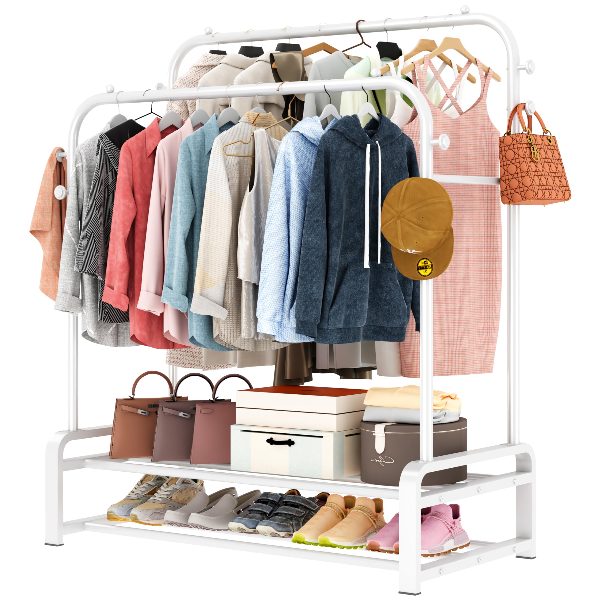 SMILOVII Heavy Duty Clothes Rail, Double Rails Garment Rack, Metal ...