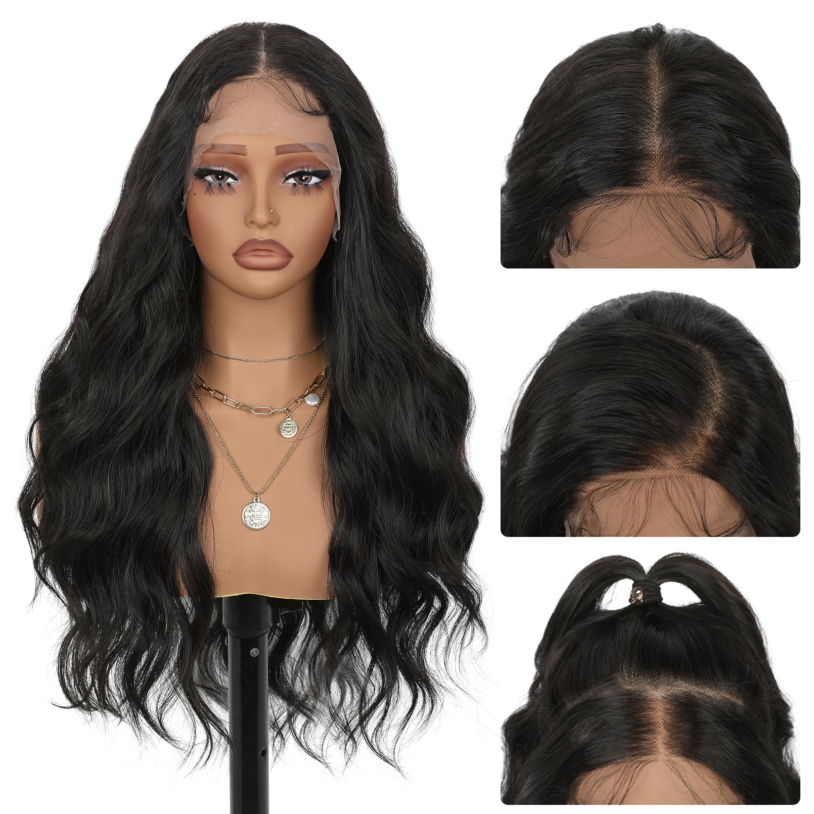 Snapklik.com : YOGFIT 13x4 Lace Front Wig, 26 Inch Body Wave Synthetic ...