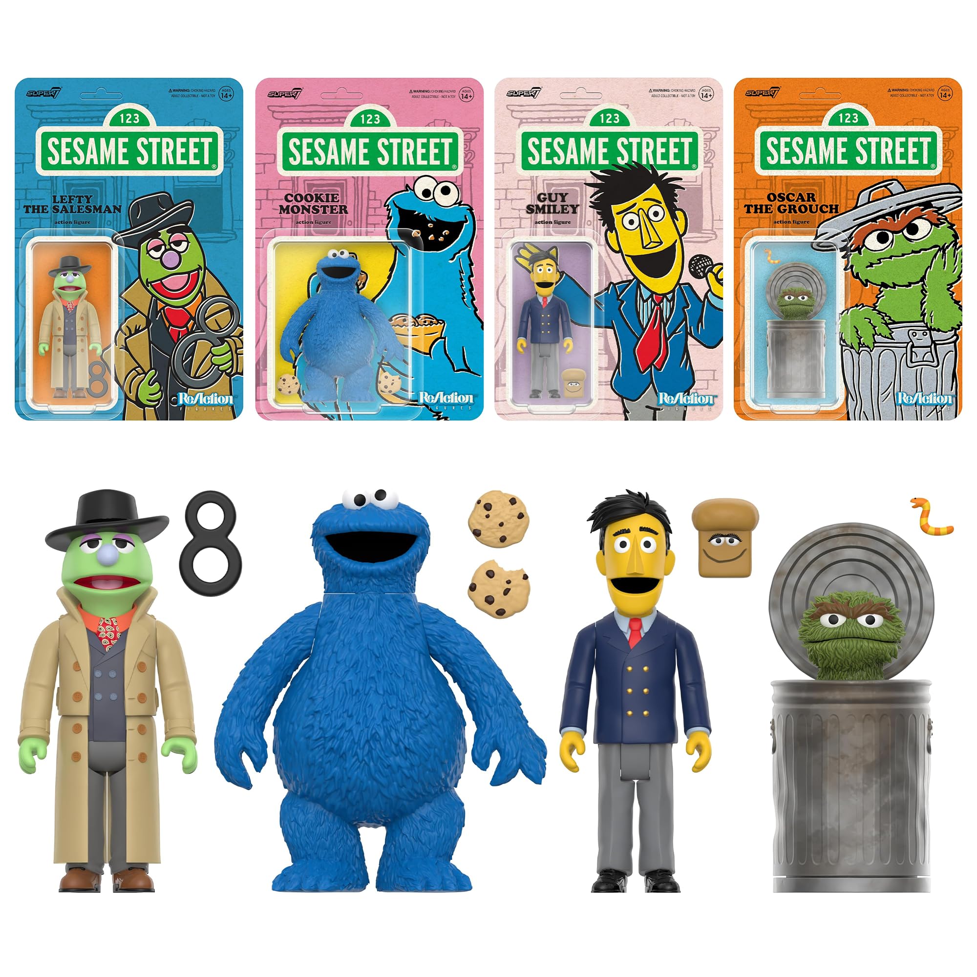 Super7 Sesame Street Reaction Figures Wave 02 Bundle Lefty Salesman ...