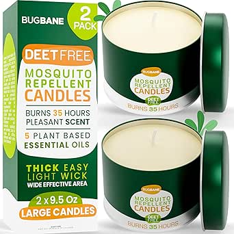 Amazon.com: 2 Mosquito Candles for Outside. Citronella Candles Outdoor ...