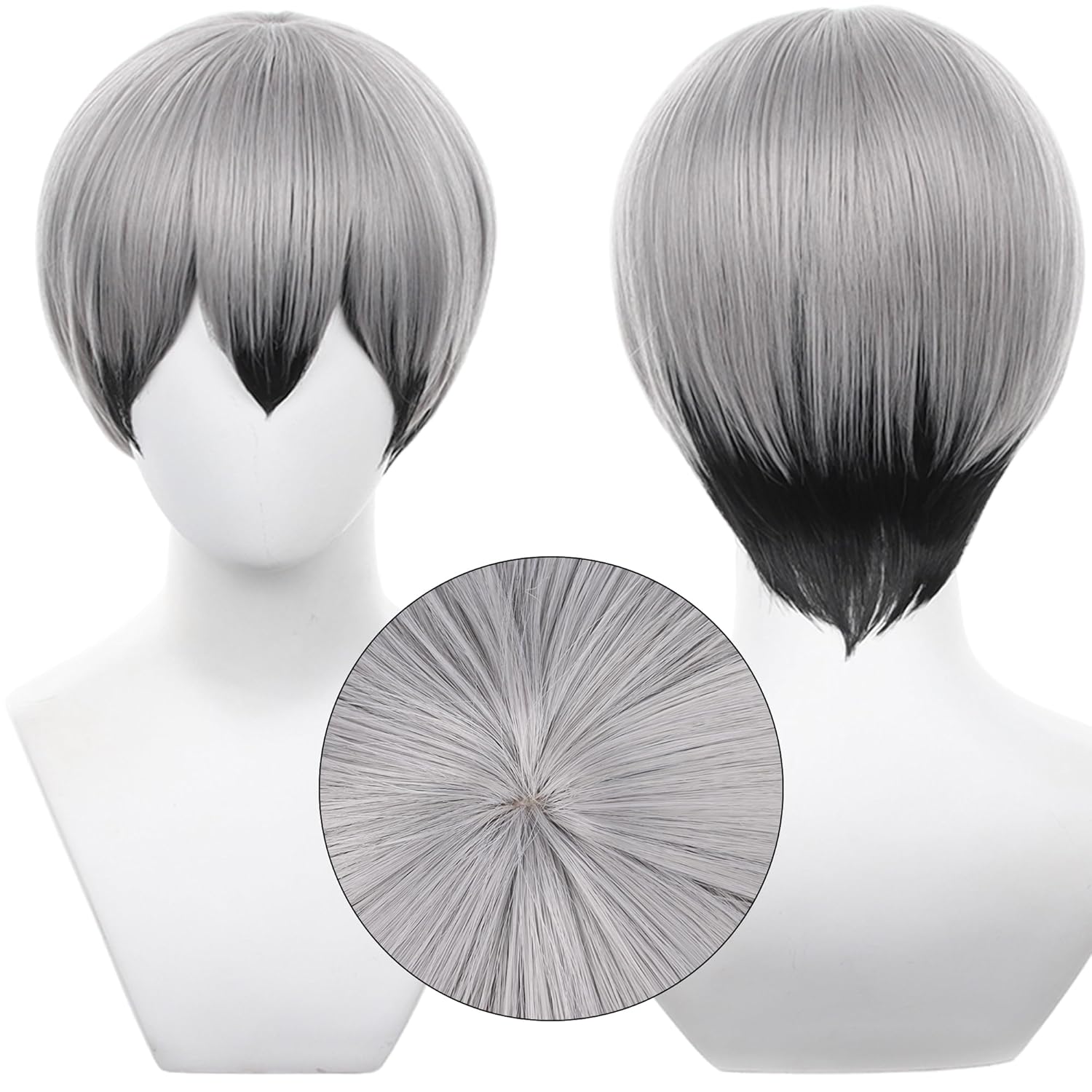 Amazon.com: maysuwell Gray Mixed Black Man Cosplay Wig for Yachi Hitoka ...