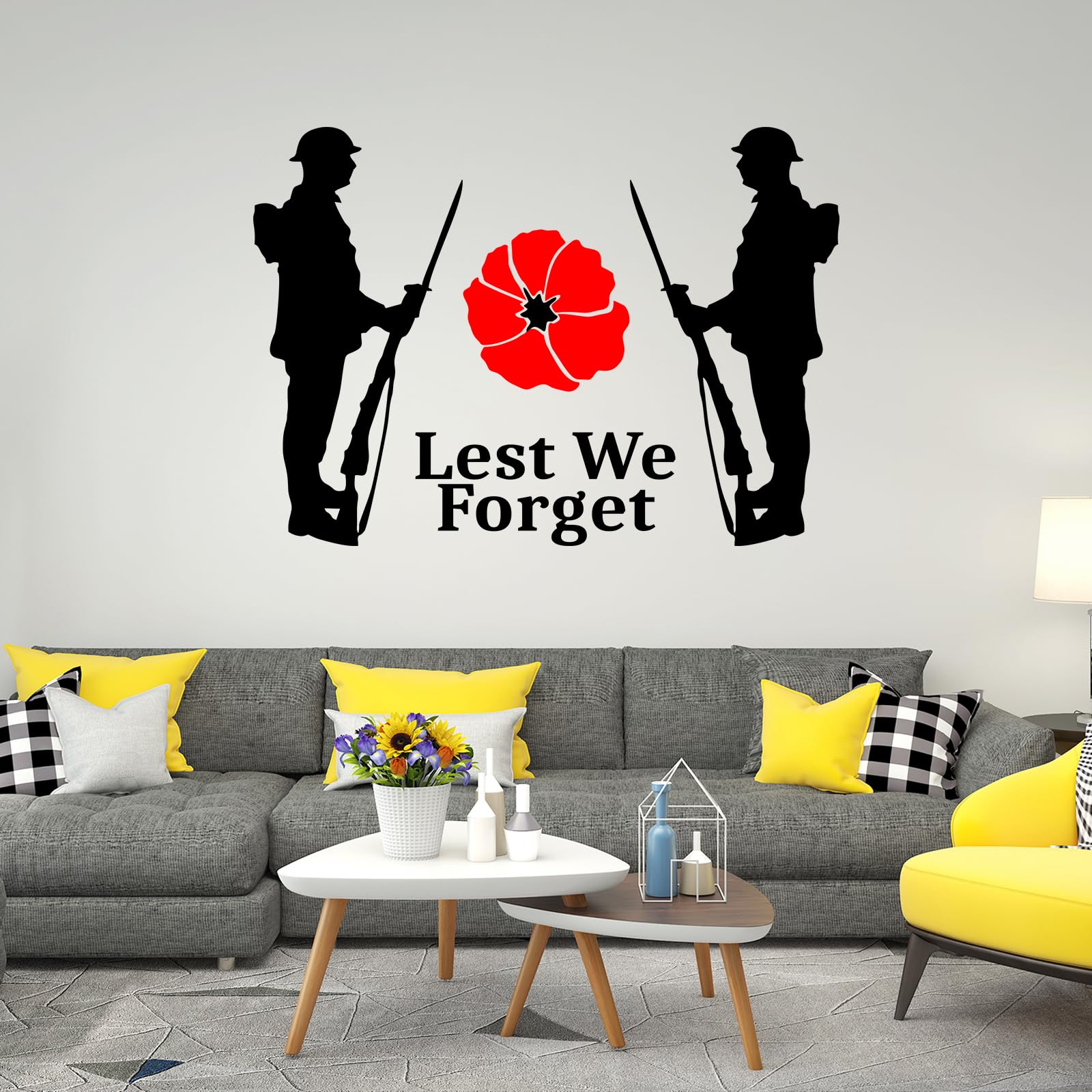 Lest We Forget Remembrance Day Poppy Personalized Wall Stickers Soldier ...