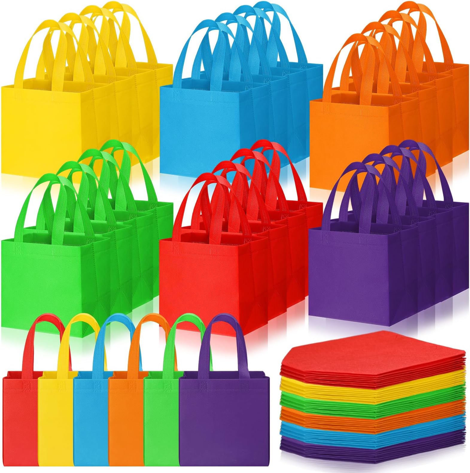 Amazon.com: Chapou 100 Pcs Rainbow Gift Bags Easter Reusable Non Woven ...