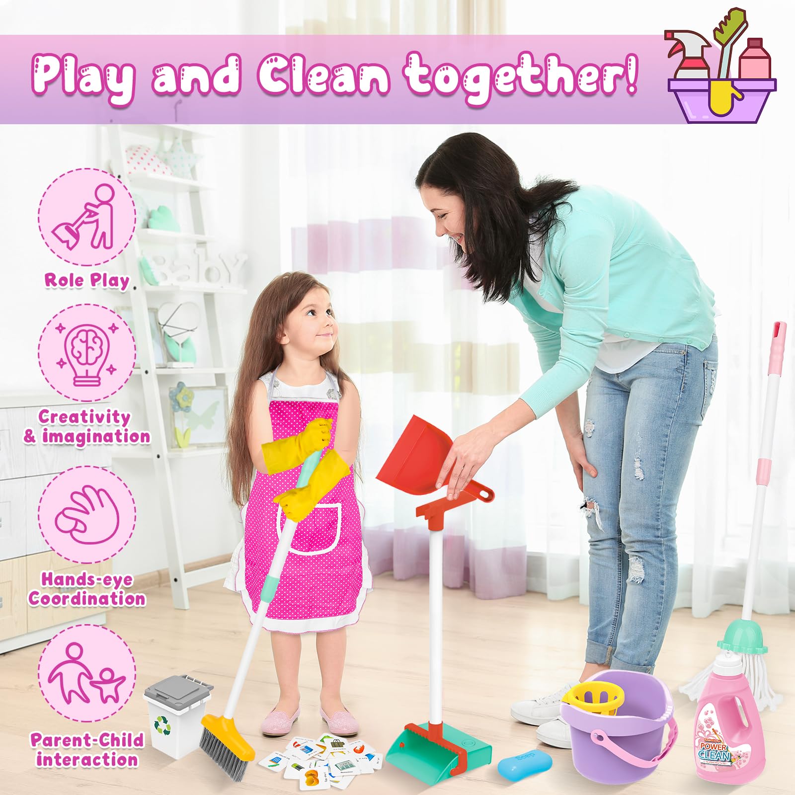 Snapklik.com : Kids Cleaning Set 17 Pcs,Toy Cleaning Set Includes Broom ...