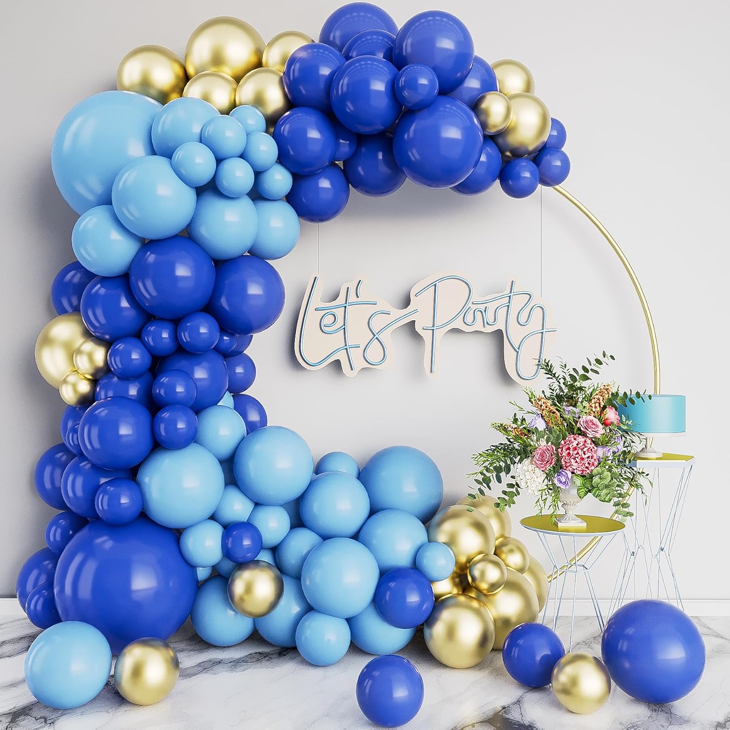 Amazon.com: Dark Blue Balloon Arch Garland Kit-Light Blue Balloon Metallic Gold Balloon 132Pcs ...