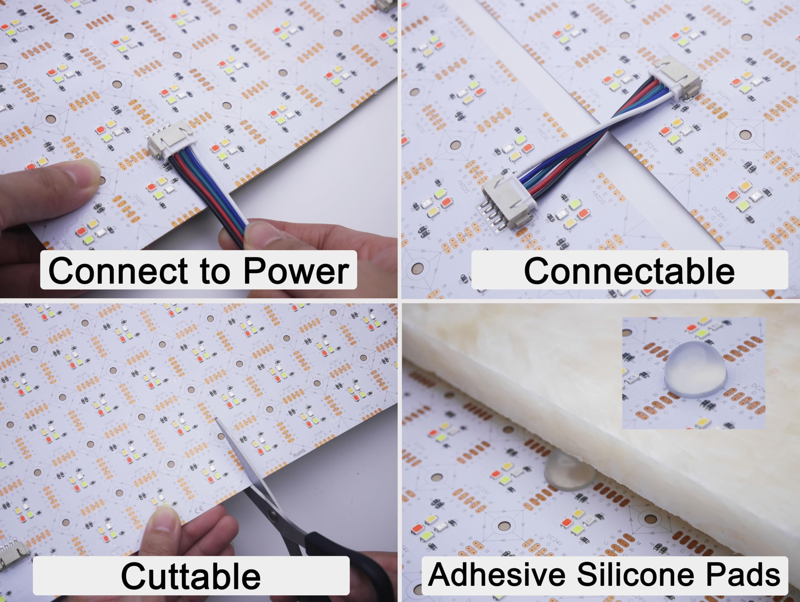 Snapklik.com : 4-Pack LED Backlight Sheet 24V 45W RGBW3000K White, 19 ...