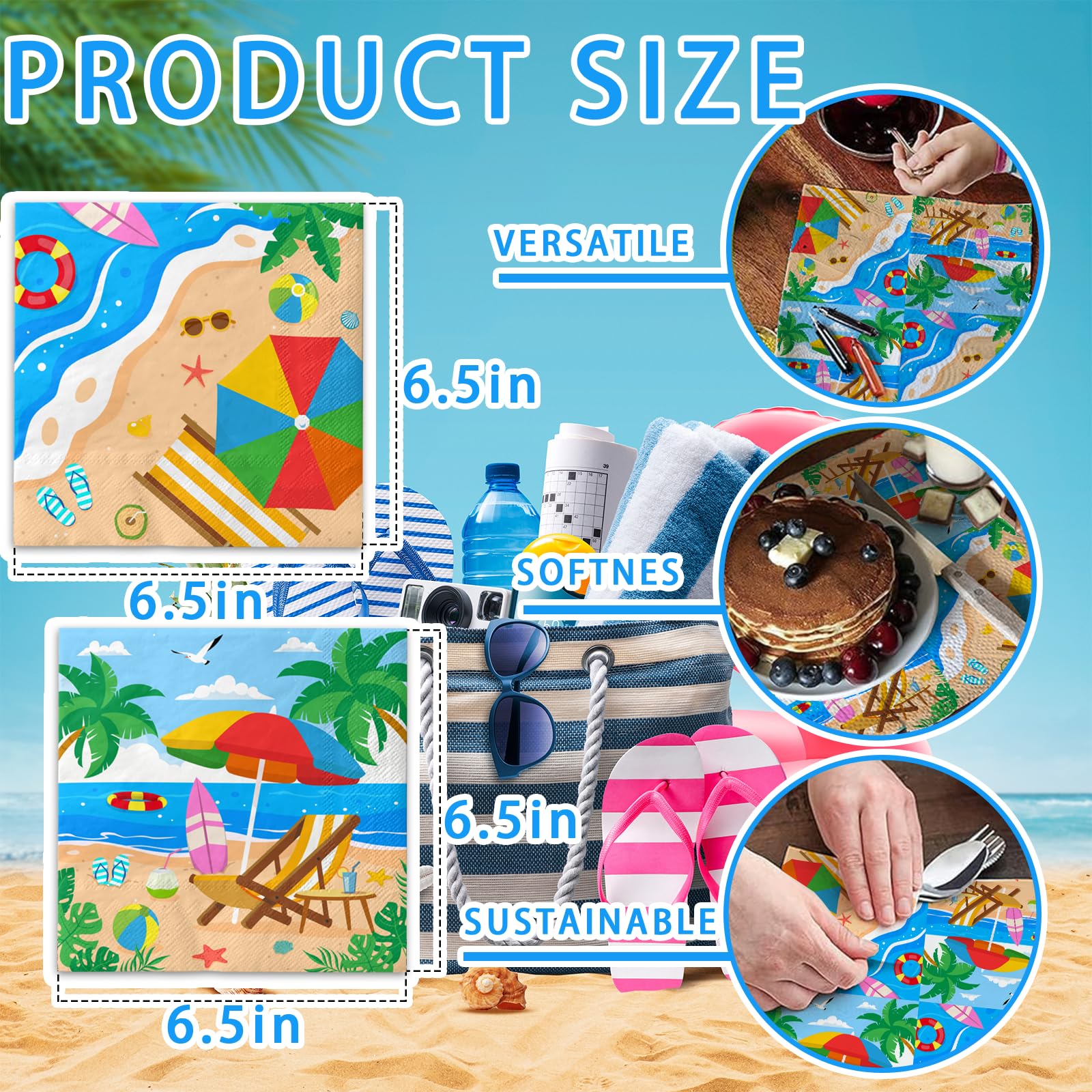 Snapklik.com : 40PCS Beach Party Decorations Summer Beach Party Napkins ...