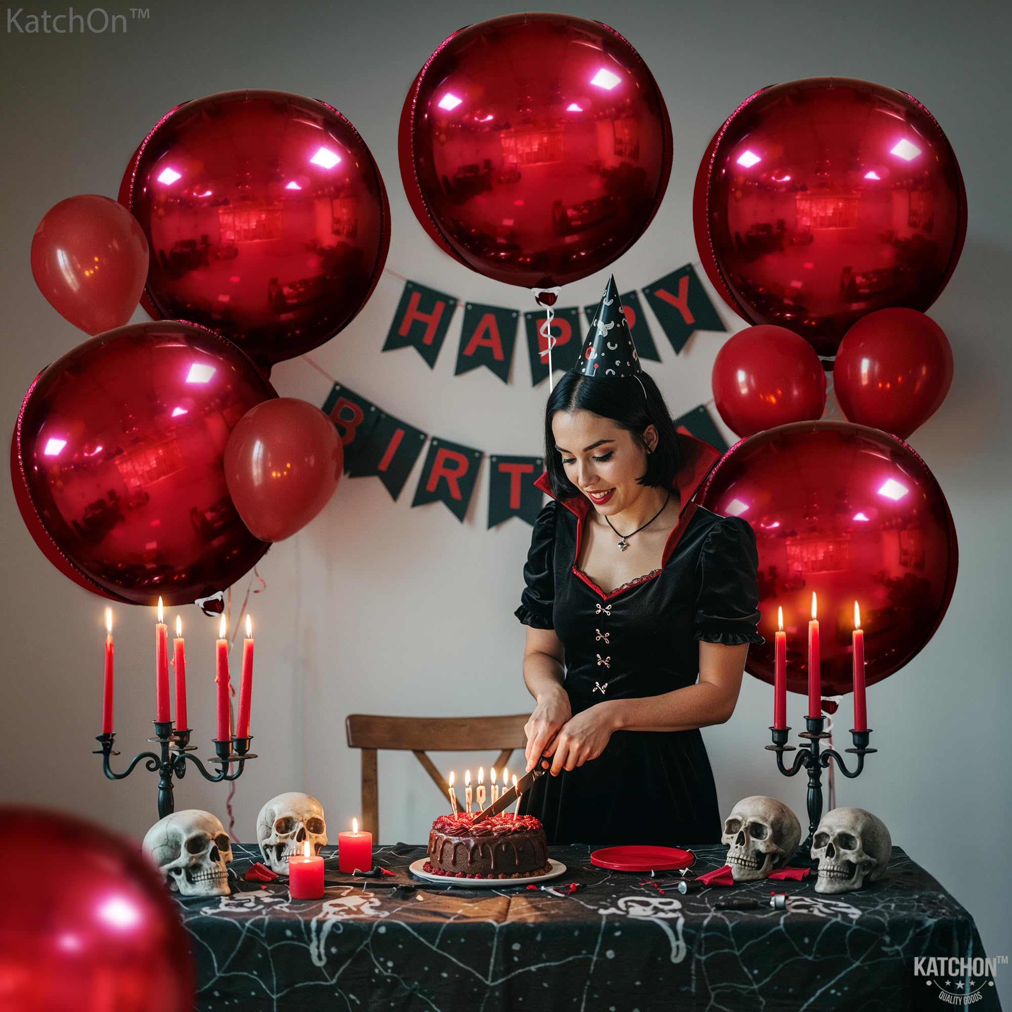 Snapklik.com : Huge Metallic Red Balloons - 22 Inch, Pack Of 6 Round 4D ...
