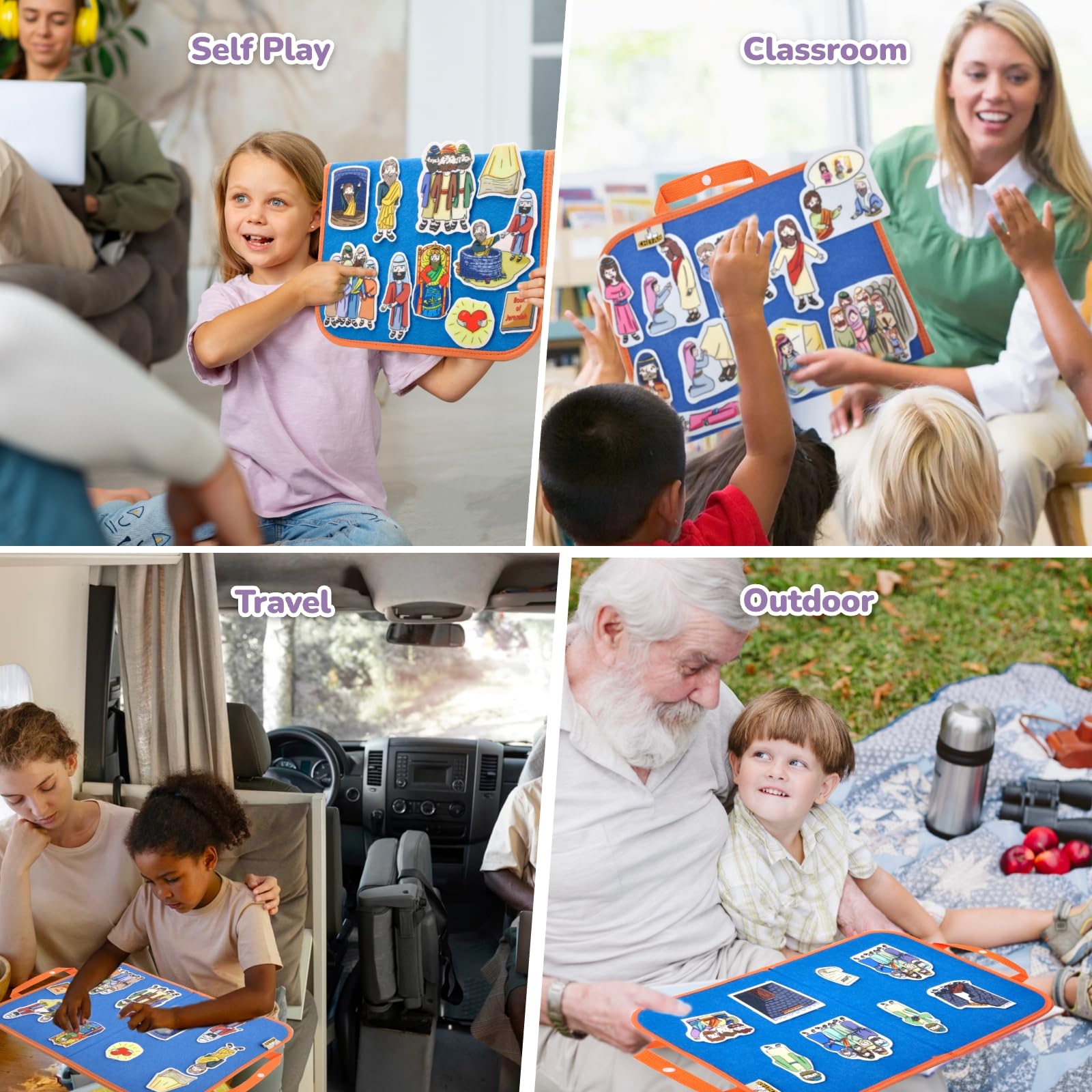 Snapklik.com : 4 Pack Felt Board Bible Stories Set, Flannel Board ...