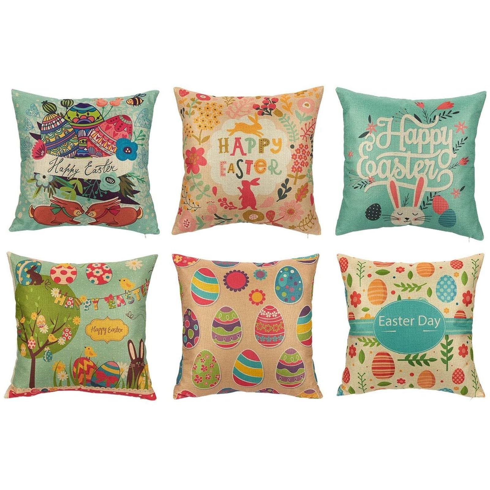 Amazon.com: Juvale Easter Throw Pillow Covers, 18”x18” (Set of 6 ...