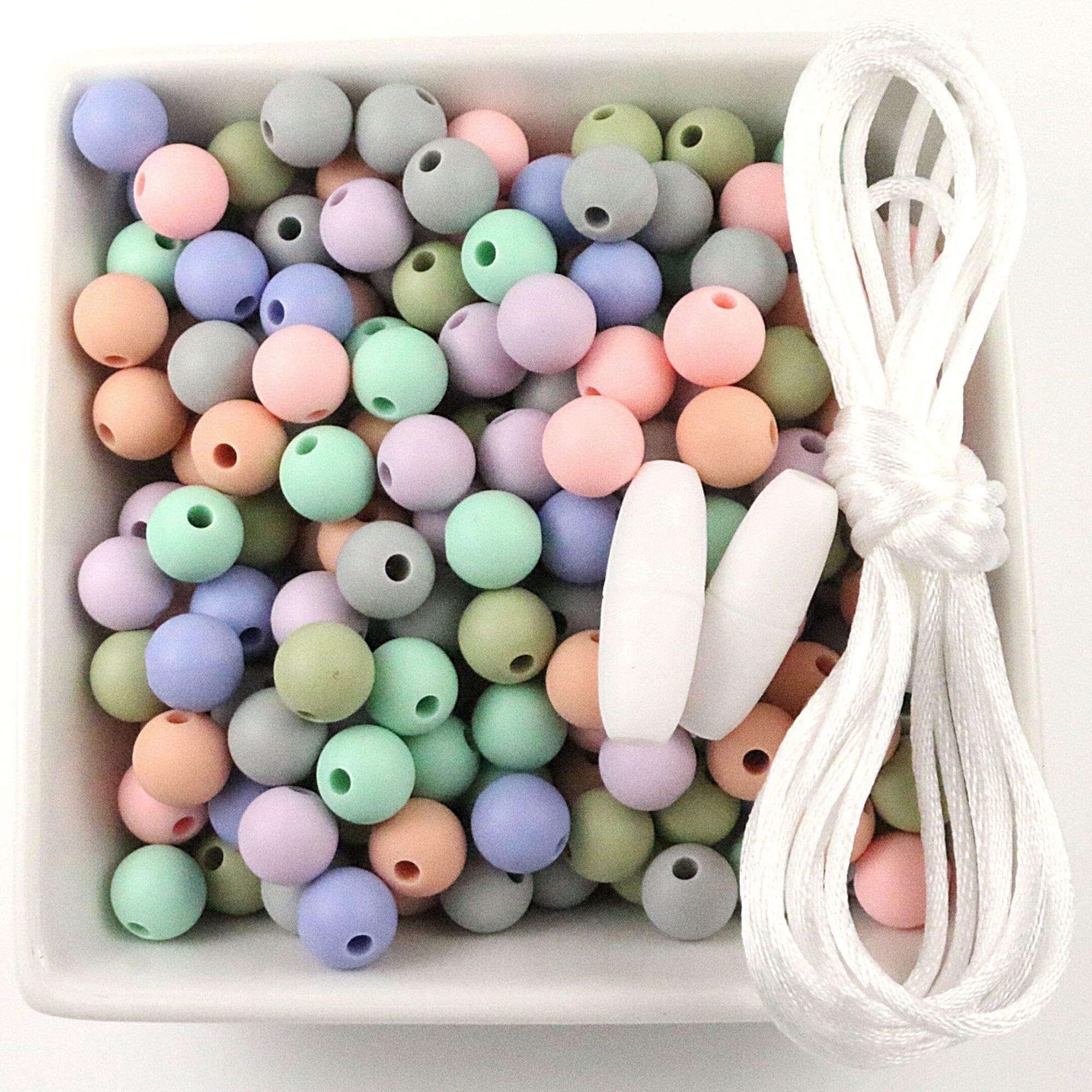 Amazon.com: 100 Pieces Silicone Beads Bracelet Making Kit, 9mm Round ...