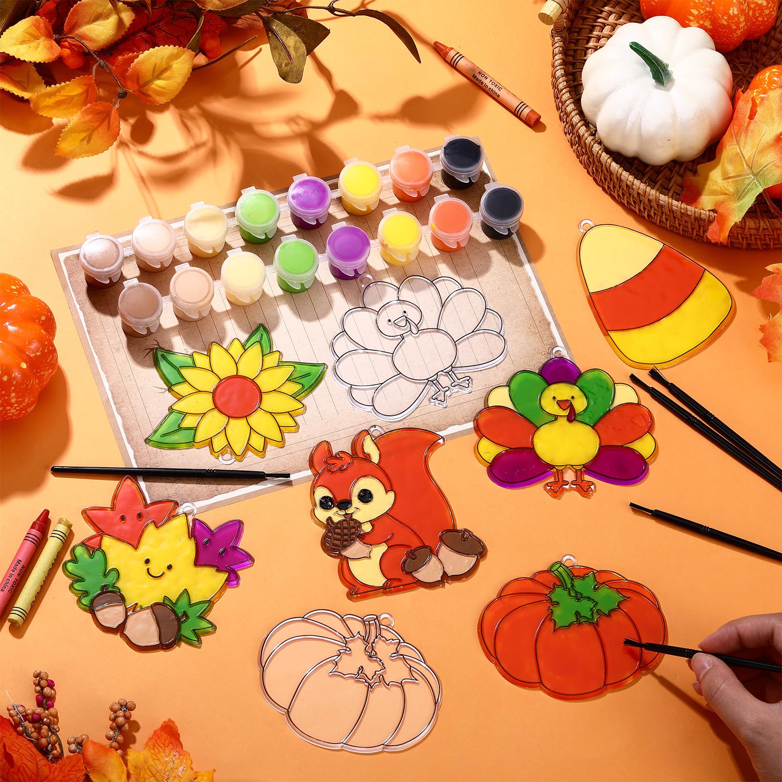 Snapklik.com : 24 Sets Thanksgiving Suncatchers Ornaments Decorations ...