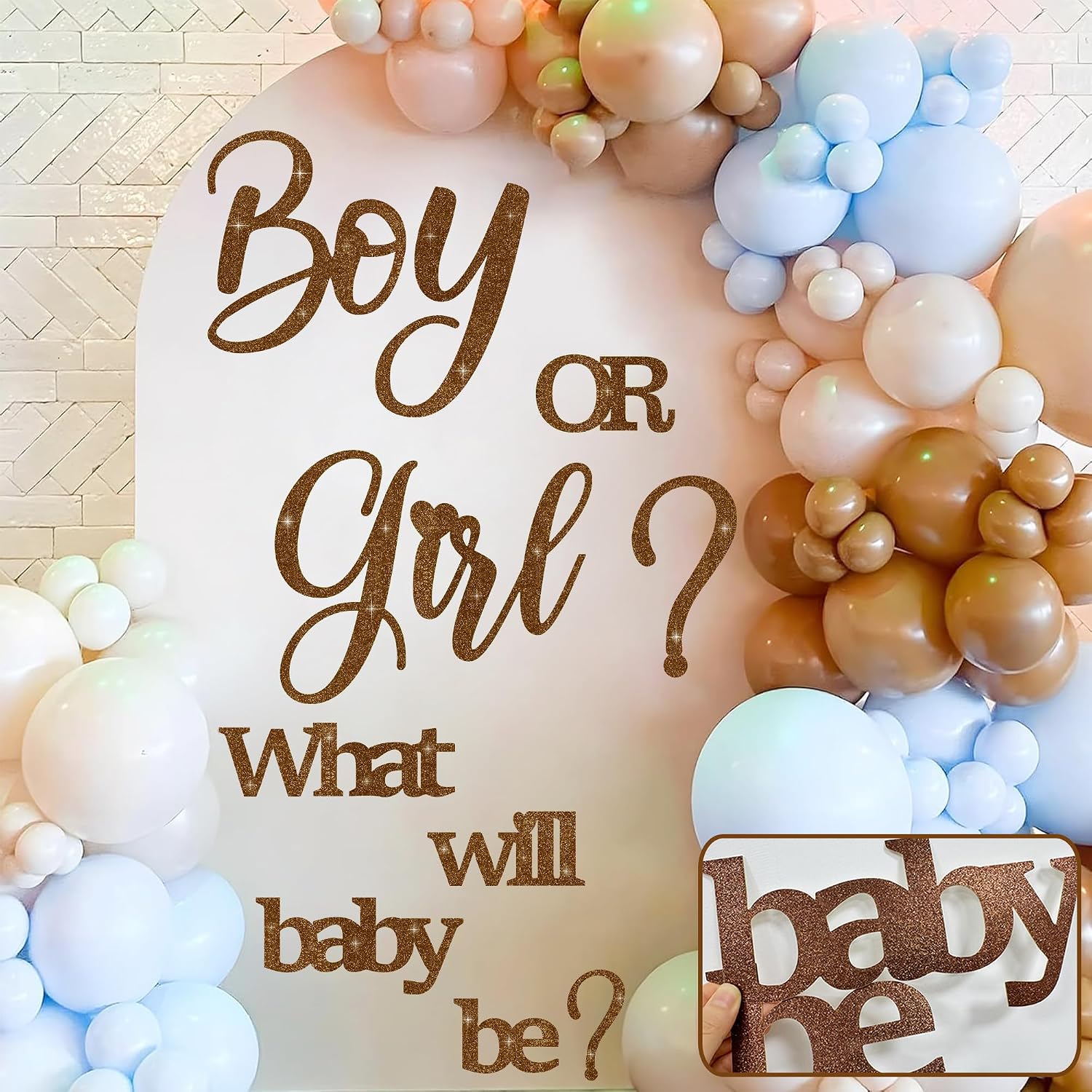 Amazon.com: Large Glitter Paper Gender Reveal Decorations Decals for ...