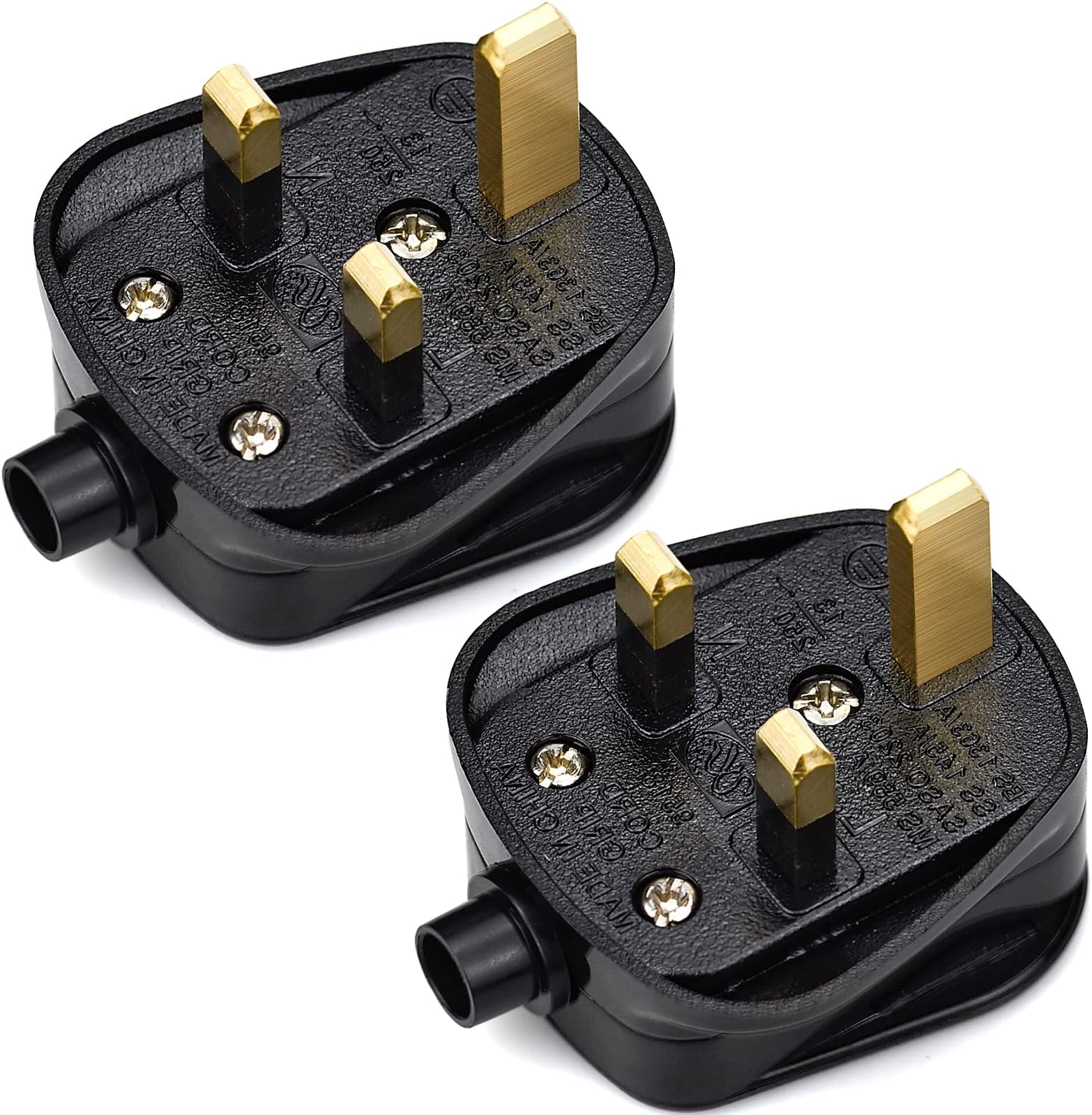 Pack of 4 UK 3 Pin 13A Fused Mains Plugs - Black : Amazon.co.uk: DIY ...