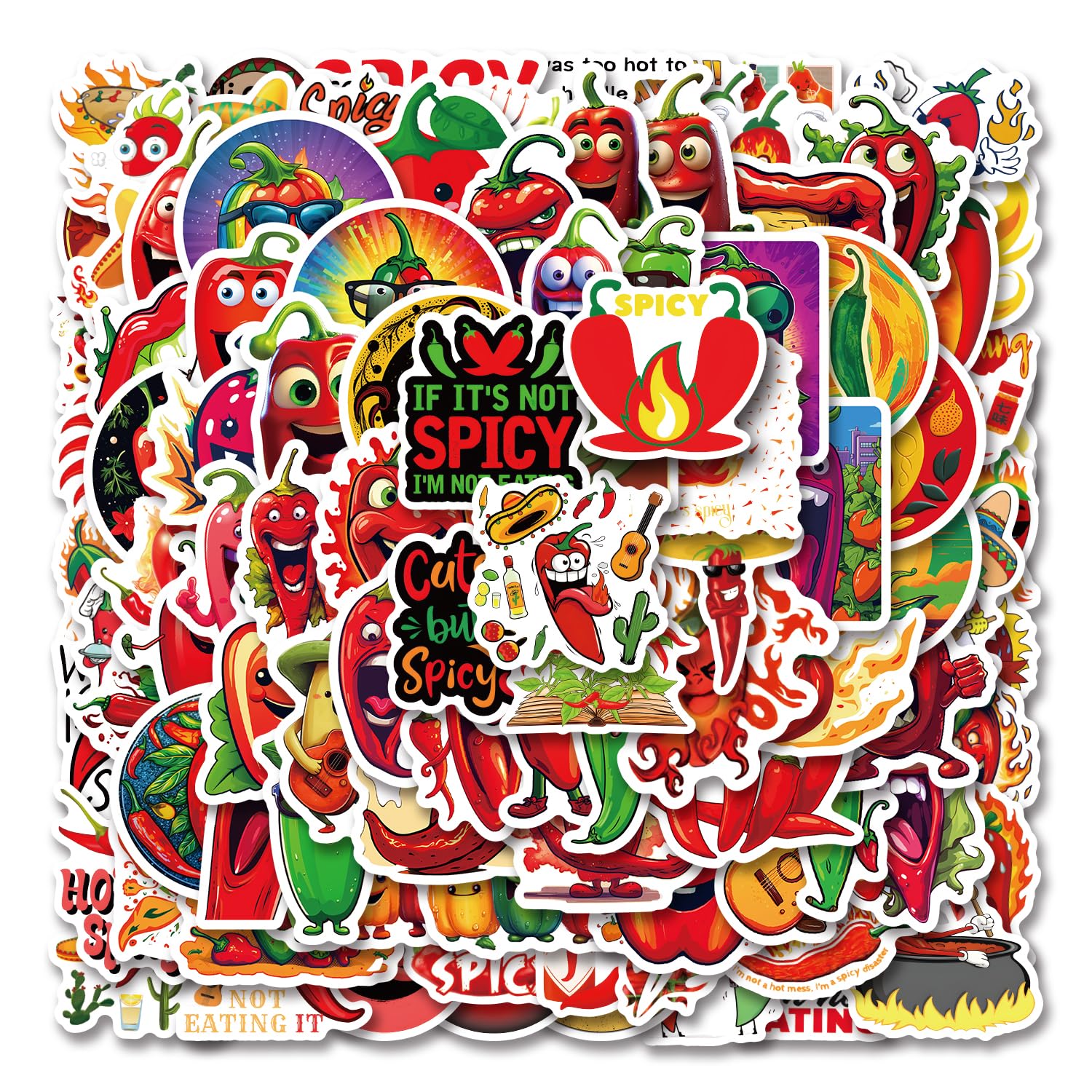Amazon.com: 114 Pcs Colored Chili Stickers Waterproof Vegetable Sticker ...