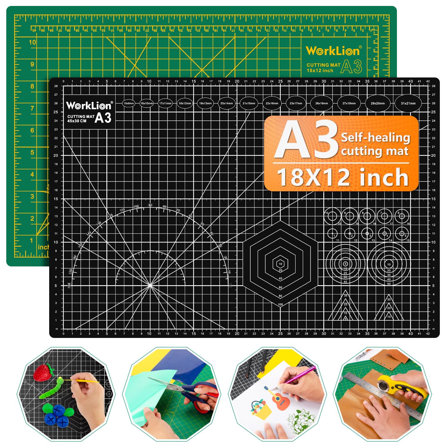 Snapklik.com : Worklion Self Healing Craft Mat: 18"x12" Rotary Cutting ...