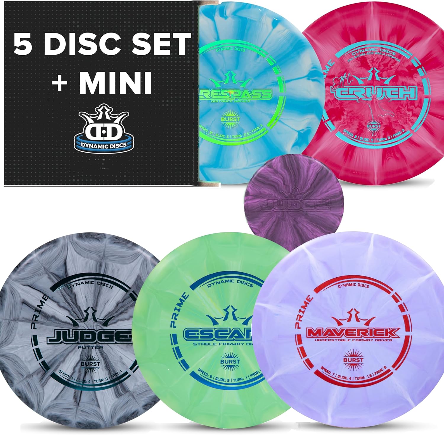 Dynamic Discs Prime Burst 5 Disc Golf Starter Kits for Men and Women ...
