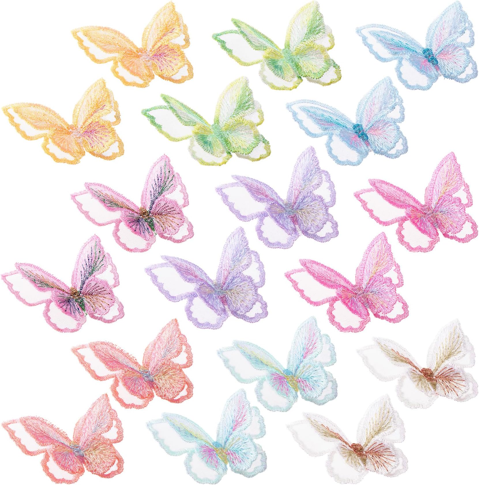 Amazon.com: 30Pieces Butterfly Lace Embroidered Appliques Sew On ...