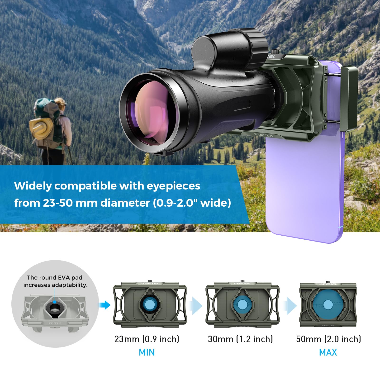 APEXEL 360?? Telescope Phone Adapter, Upgraded Binocular Photo Adapter ...