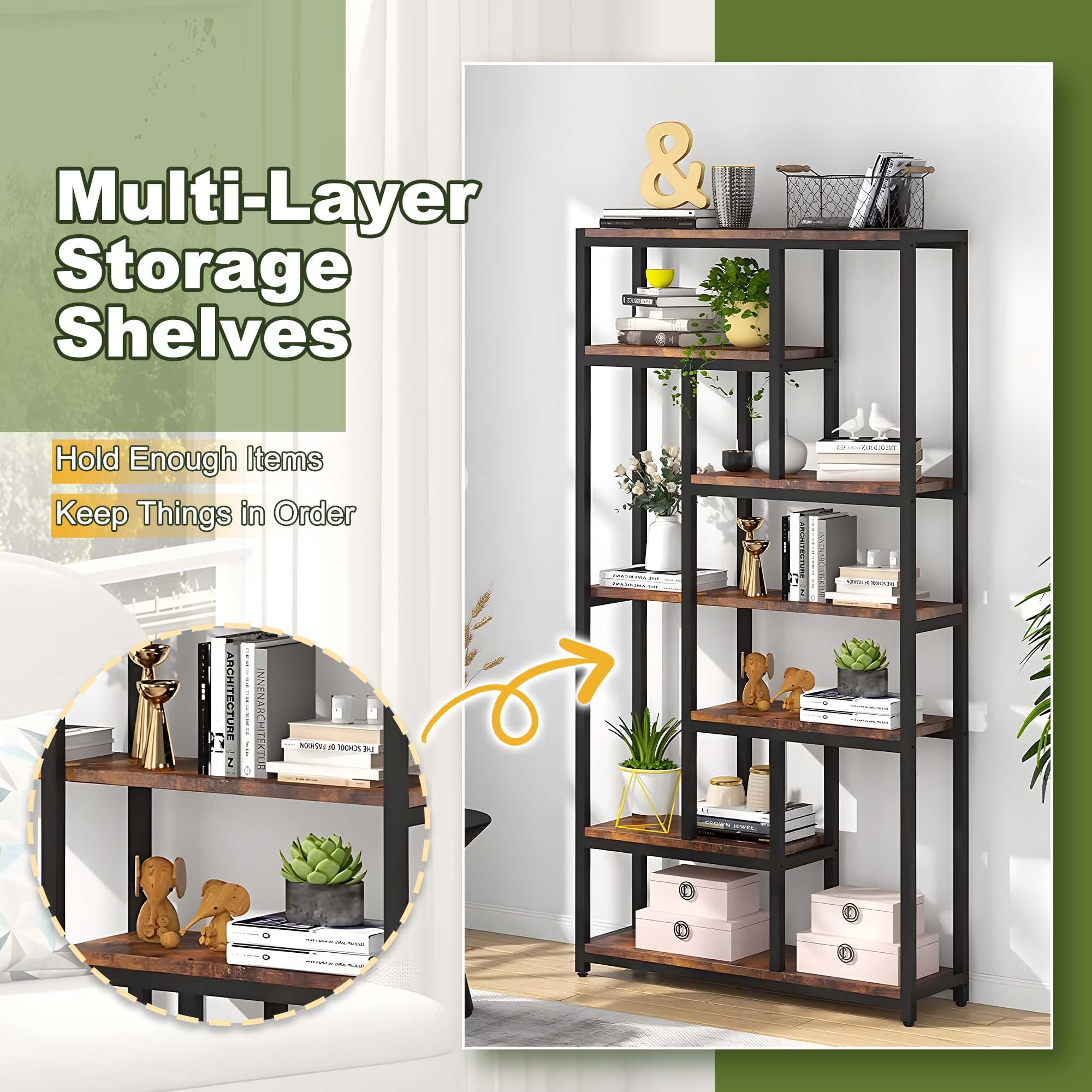 Snapklik.com : Book Shelf,Open Corner Display Bookshelf,Modern 7 Tier ...