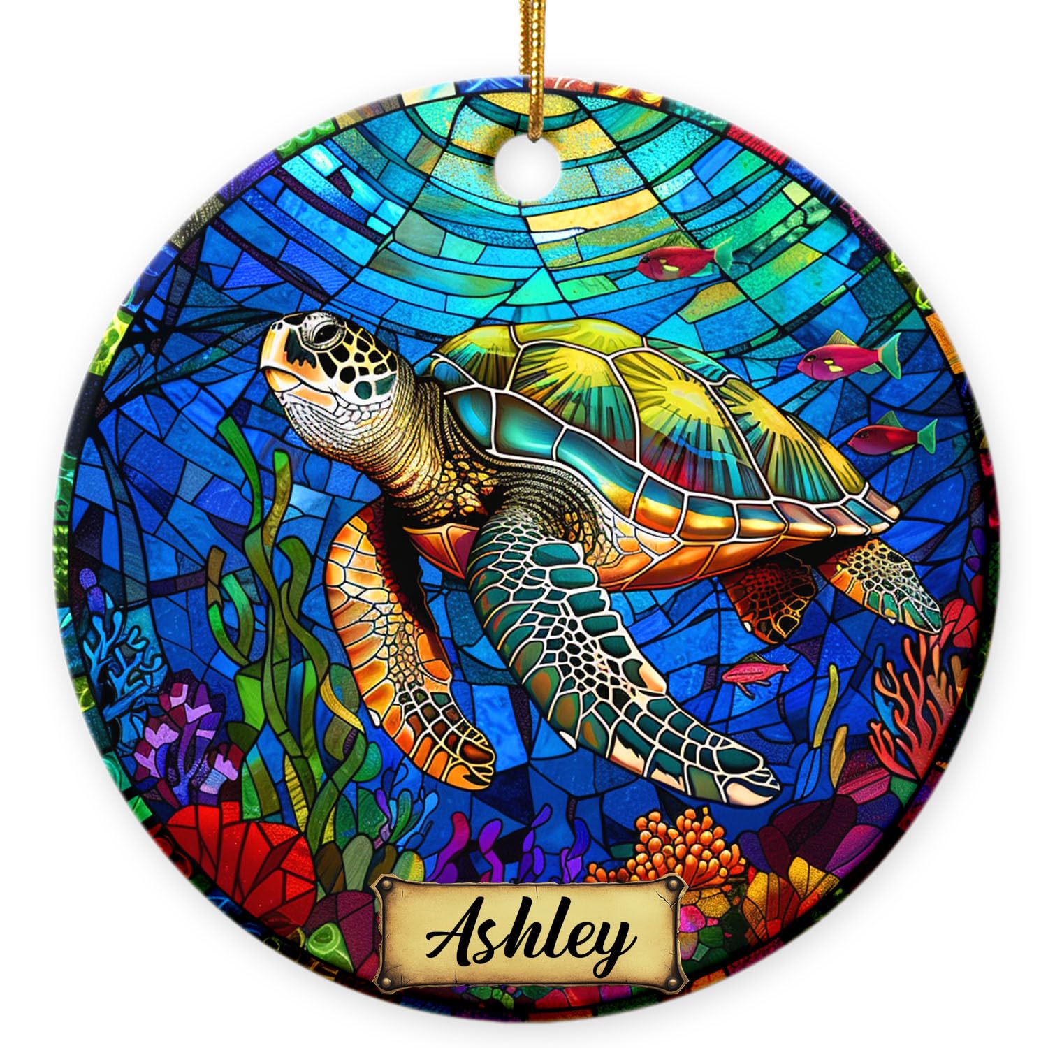 Amazon.com: Personalized Turtle Christmas Ornaments, Turtle Stained ...