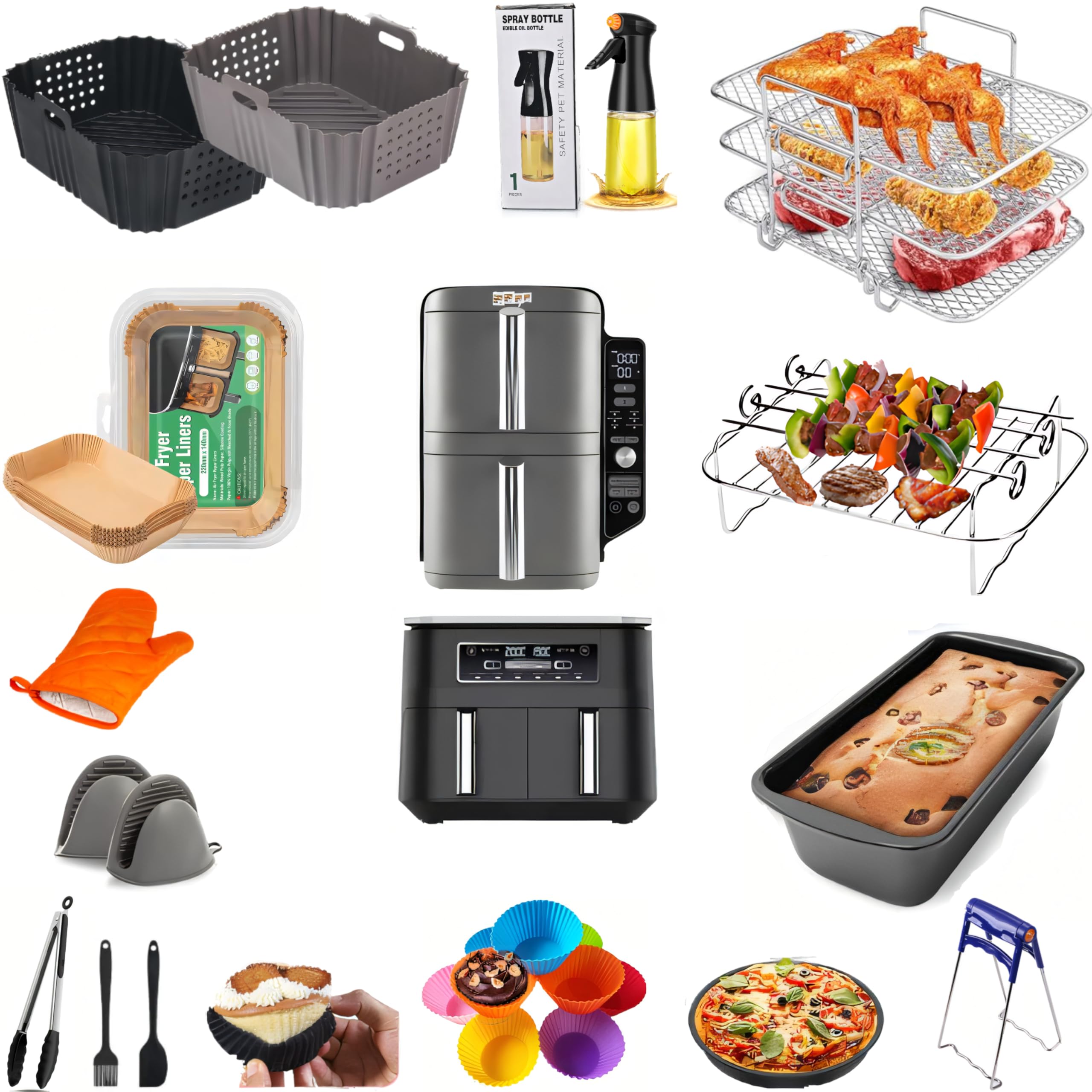 Best Ninja Air Fryer Accessories, 20Pcs Reusable Silicone Pots ...