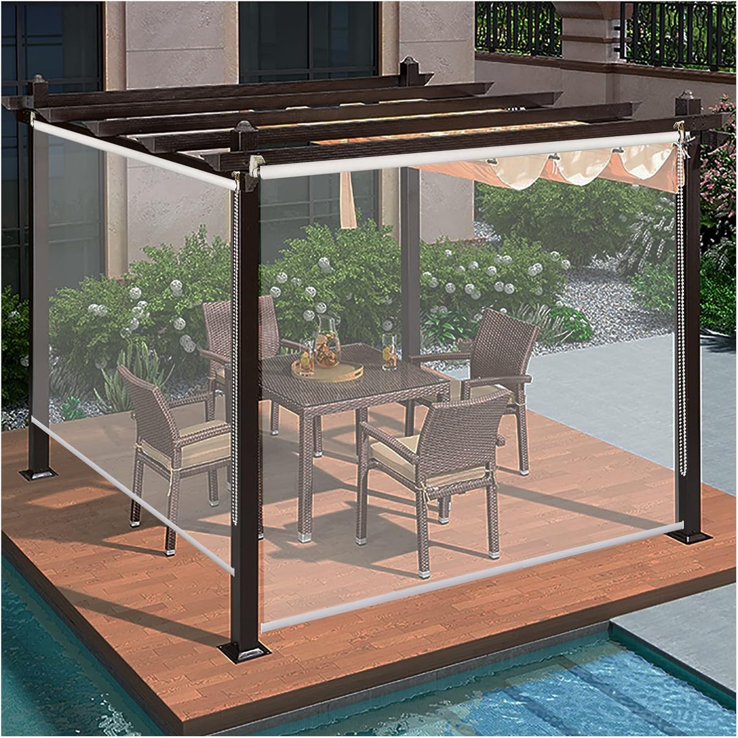 AFGZQ Waterproof Vinyl Roll Up Curtains Clear Plastic Roll Down Shades ...