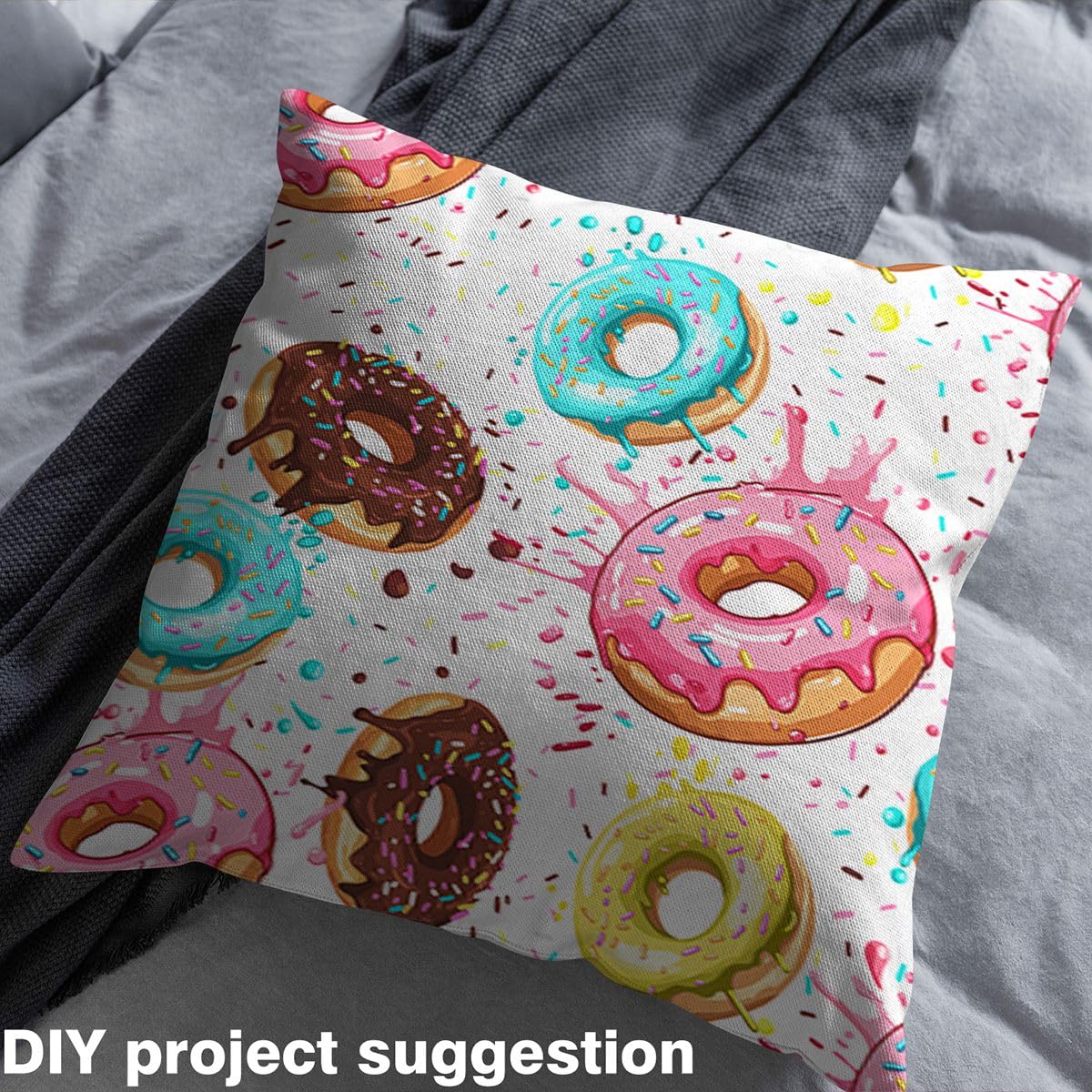 Snapklik.com : Donuts Fabric By The Yard, Chocolate Doughnut Upholstery ...