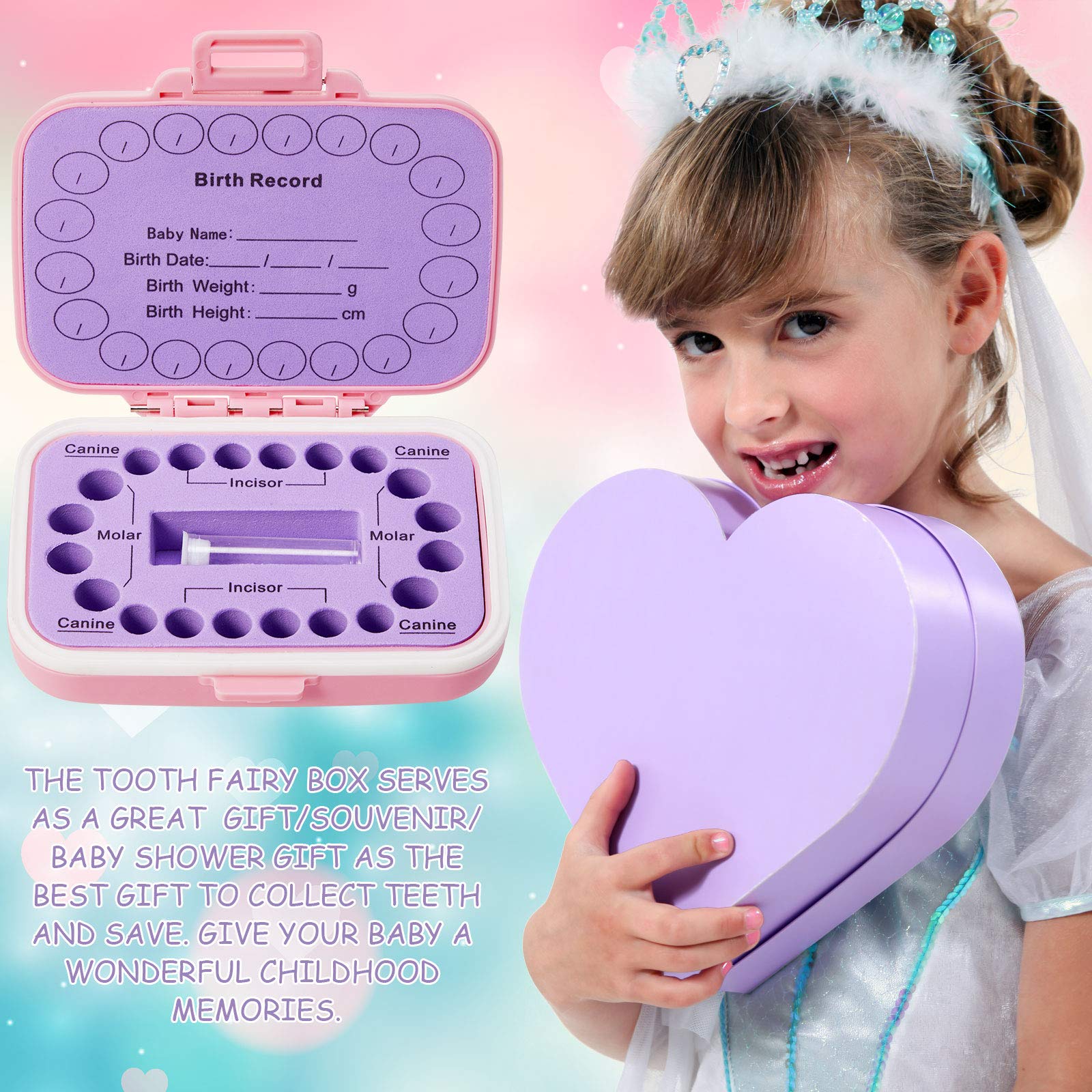 Buy 2 Pieces Baby Teeth Keepsake Box Tooth Holder Kids Teeth Keepsake ...