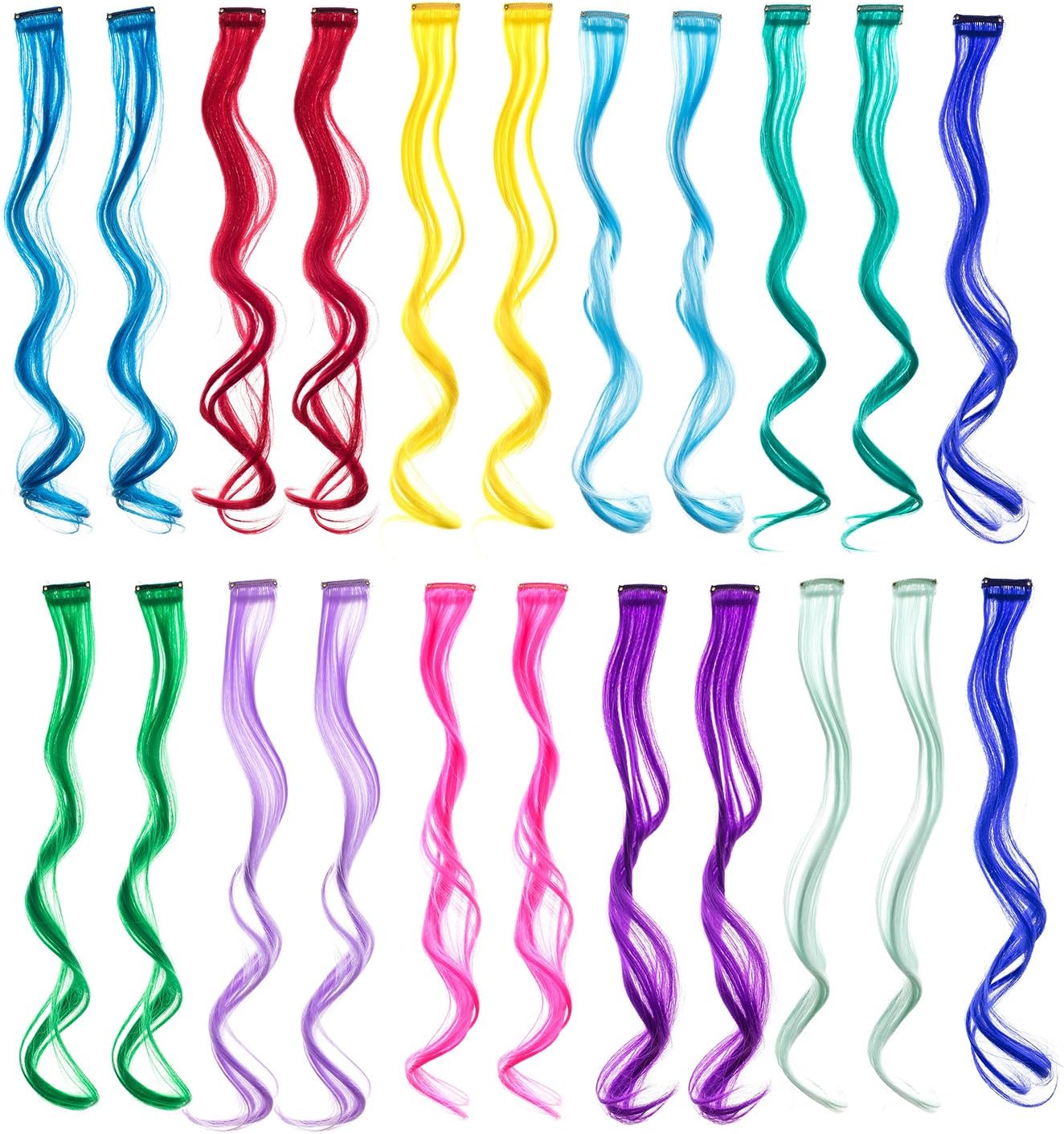 Amazon.com : SWACC 22 Pcs Colored Party Highlights Clip on in Hair ...