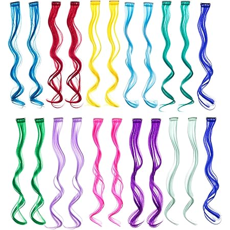 Amazon.com : SWACC 22 Pcs Colored Party Highlights Clip on in Hair ...