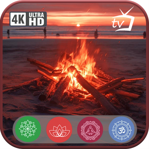 Campfire on the Beach Ambience with Crackling Fire & Ocean Waves for Relaxation & Sleep for Tv ...