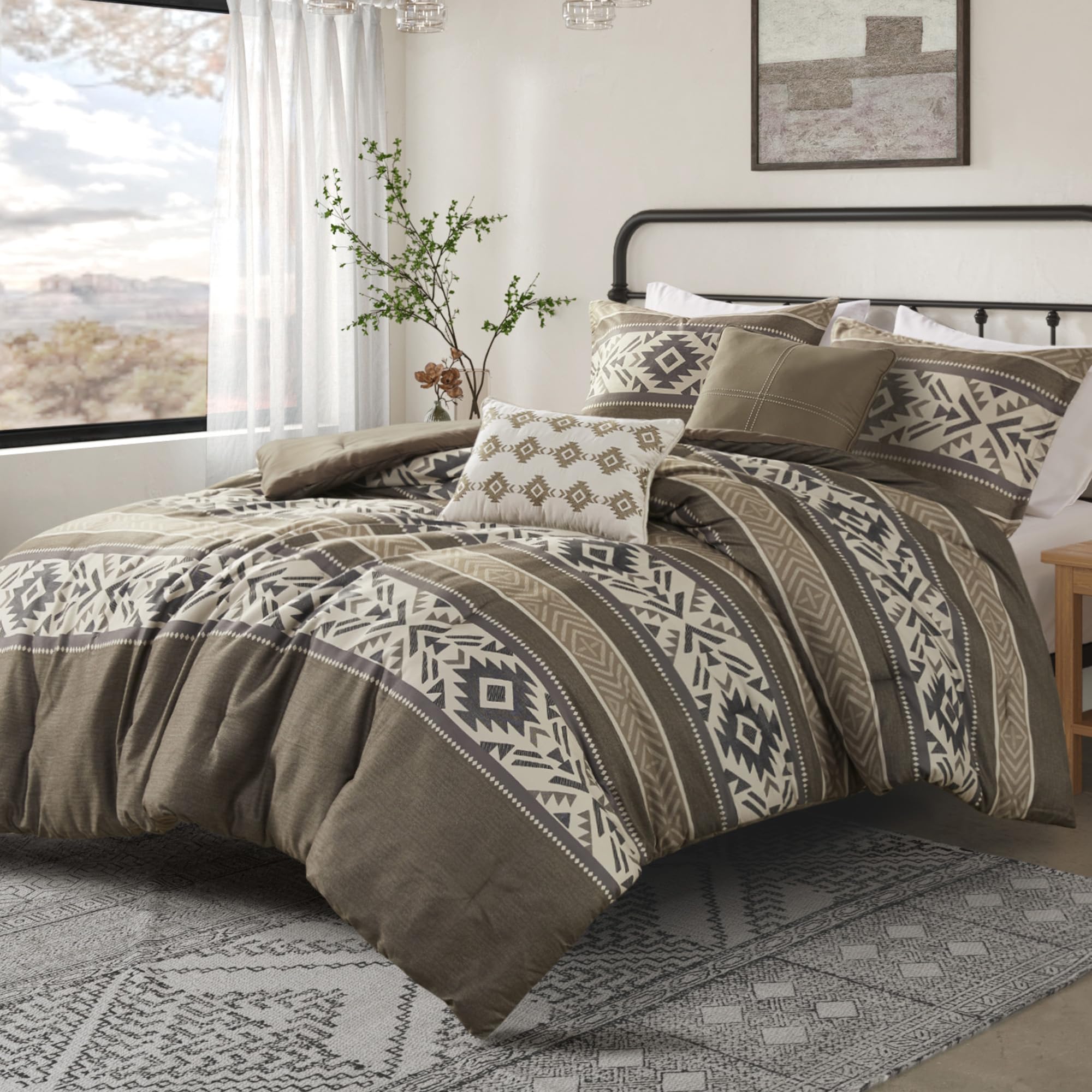 Amazon.com: Madison Park Queen Comforter Set, Stripes Herringbone ...