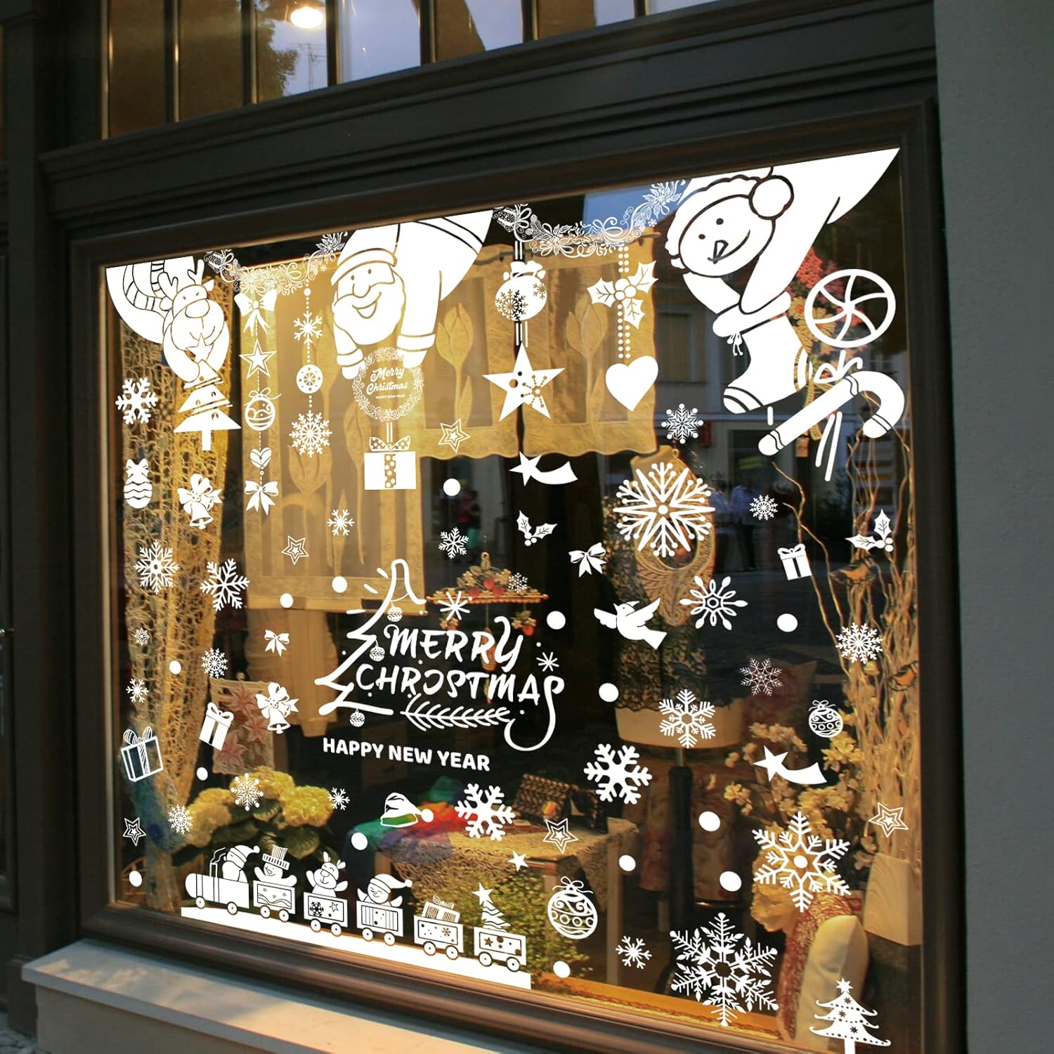 Christmas Windows Stickers Clings Deer/Santa Claus/Snowflake/Snowman ...